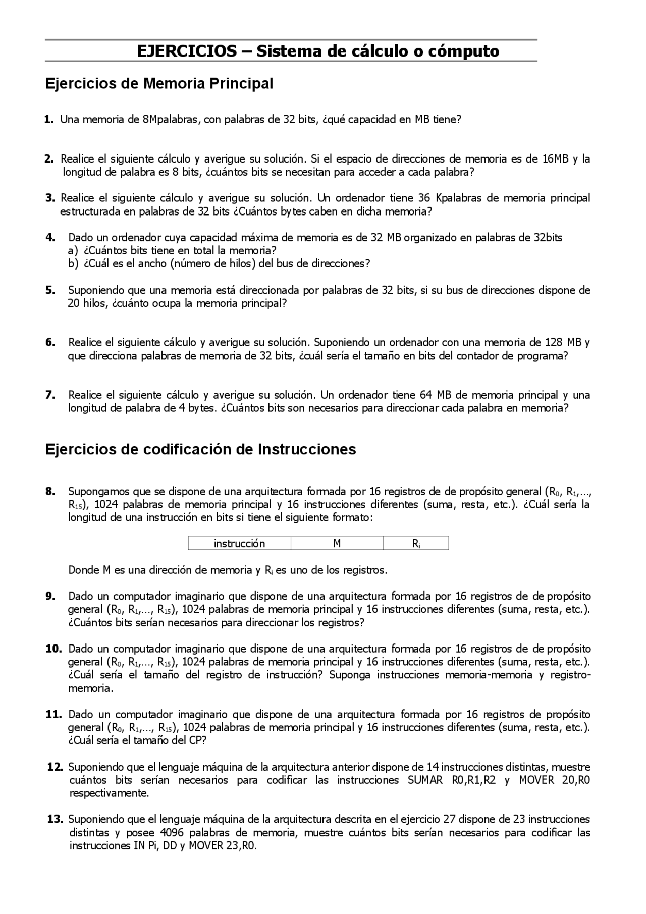 Relación Computopdf Ejercicios De Fundamentos De La Informática