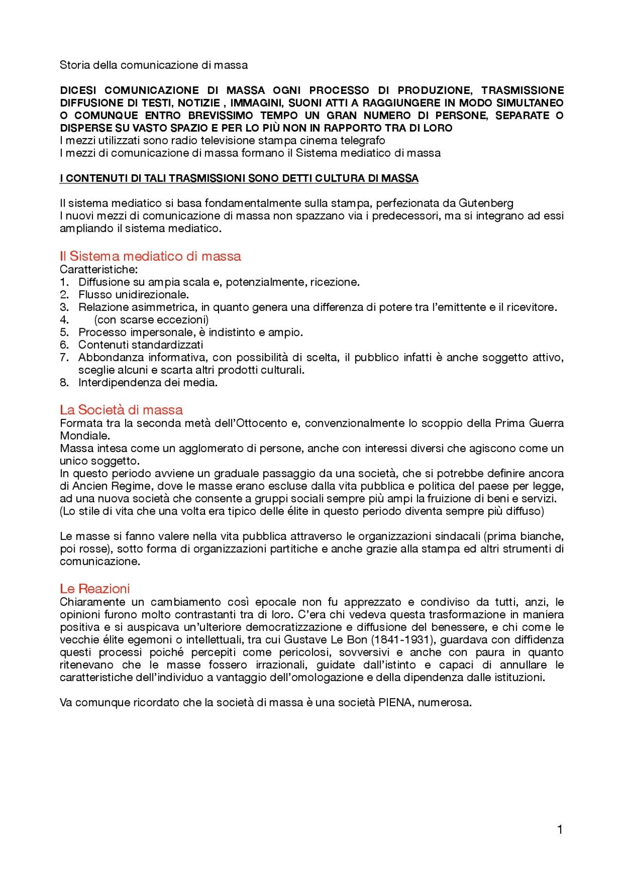 Storia Delle Comunicazioni Di Massa Docsity
