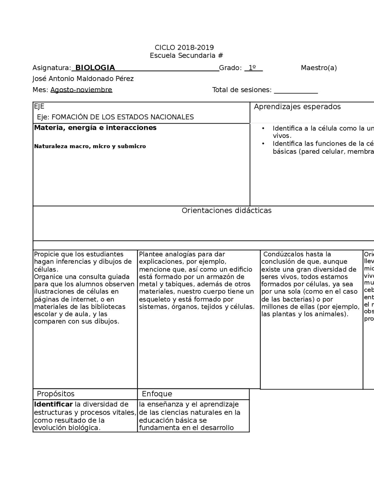 Parcial De Biología Primer Trimestre Secundaria Docsity