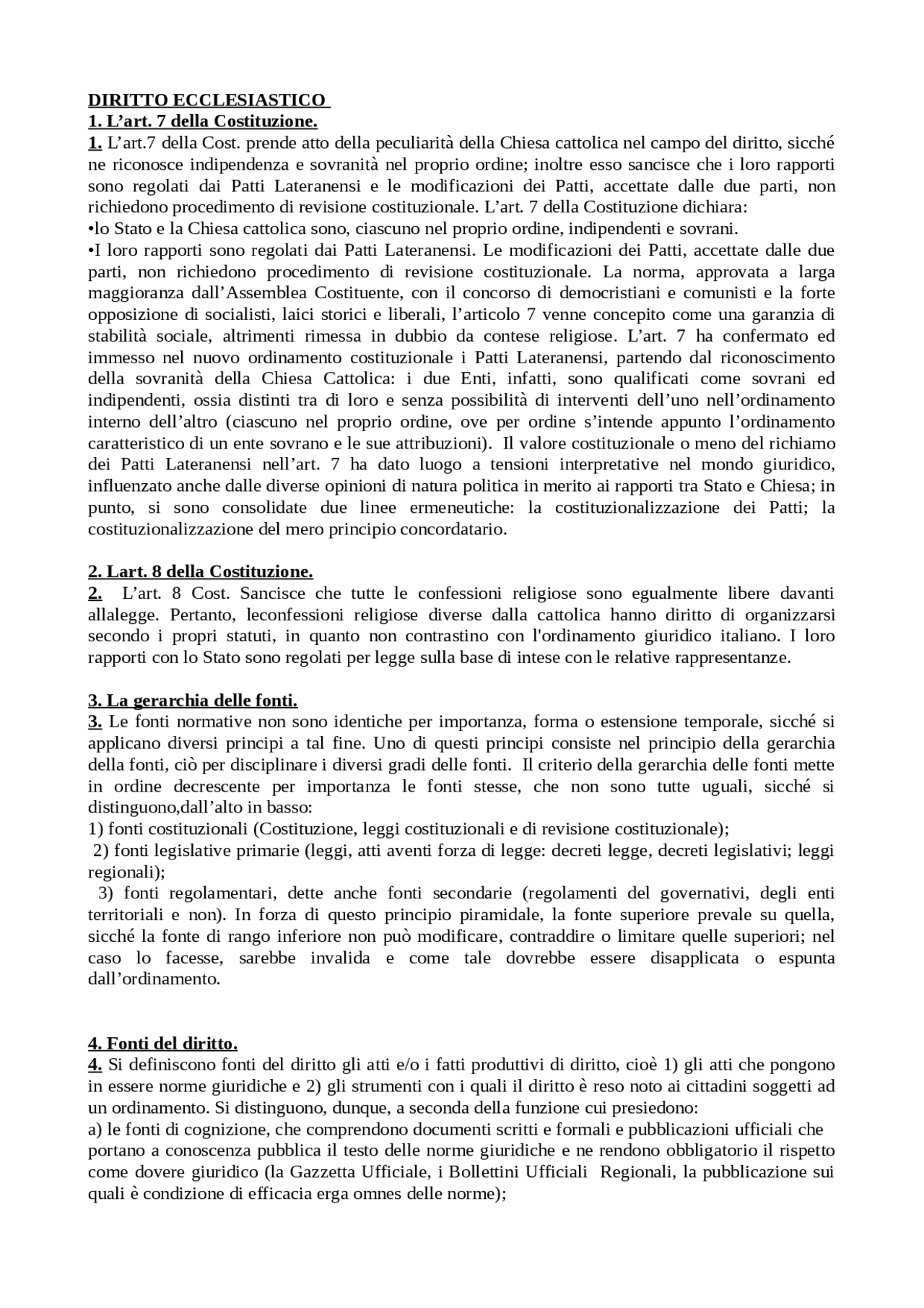 Paniere Diritto Ecclesiastico Risposte Aperte Uni Ecampus Docsity