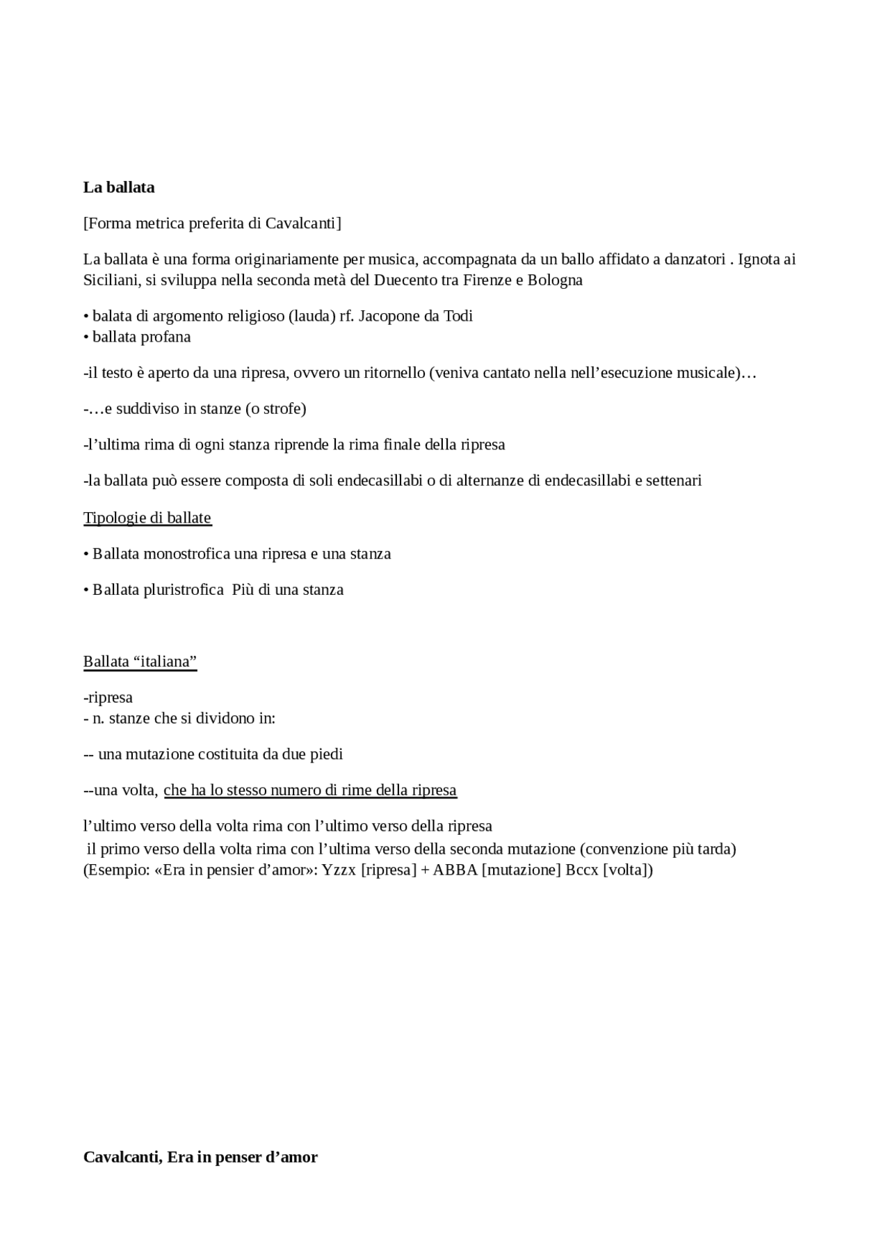 La struttura della ballata - Docsity