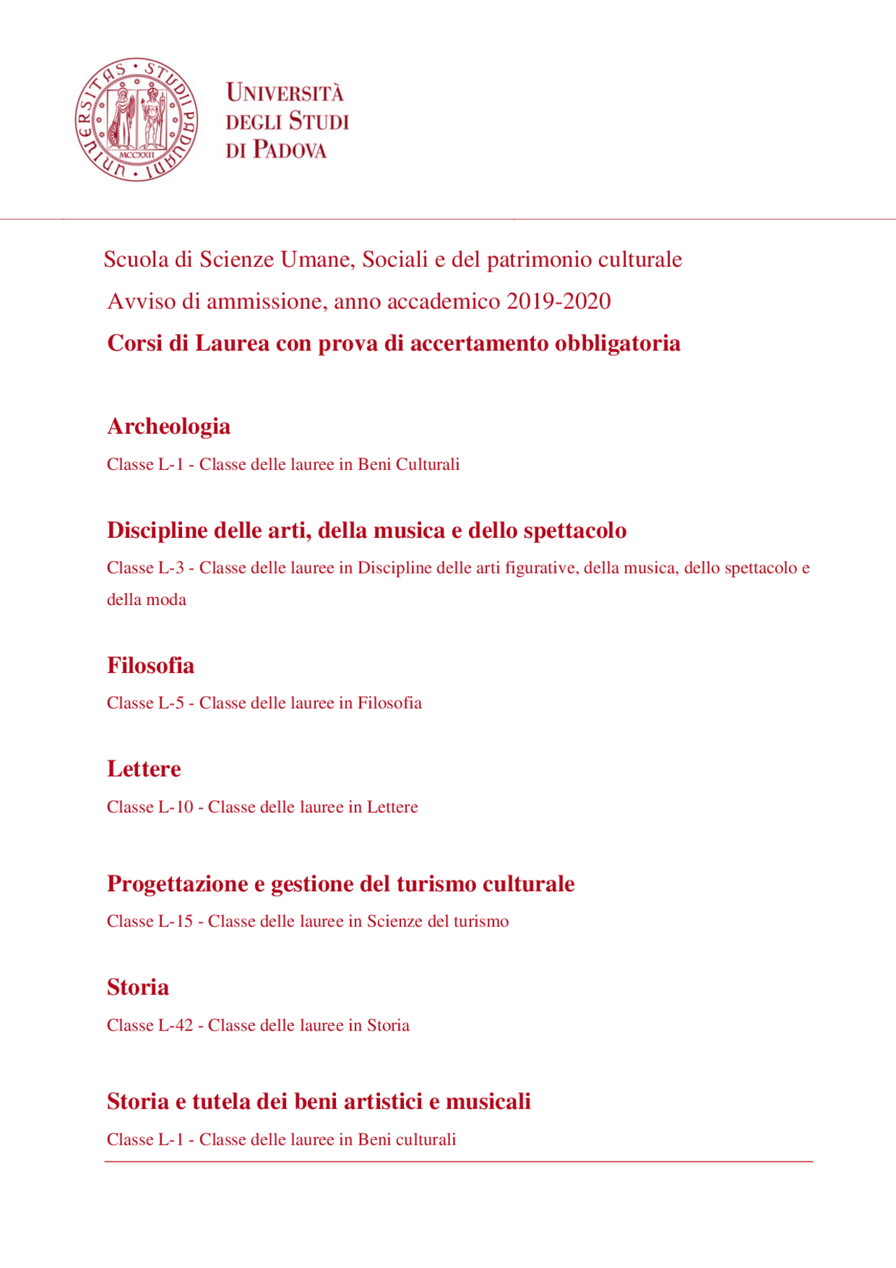 Scienze Umane Programma Università Docsity