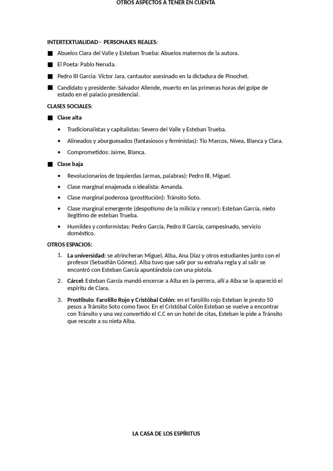 La casa de los espíritus - Docsity
