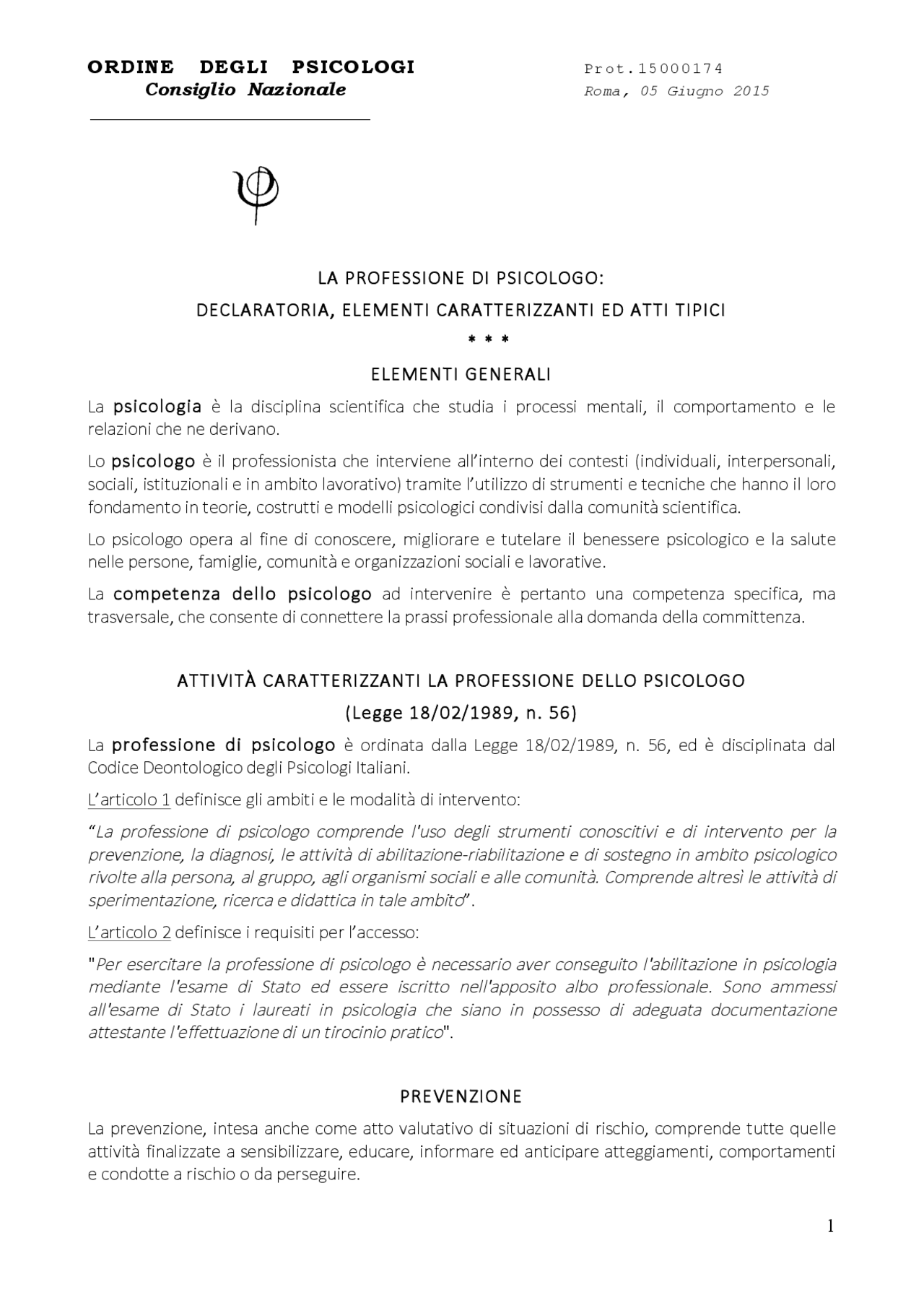 La professione di psicologo- normative | Notes de Deontologia | Docsity