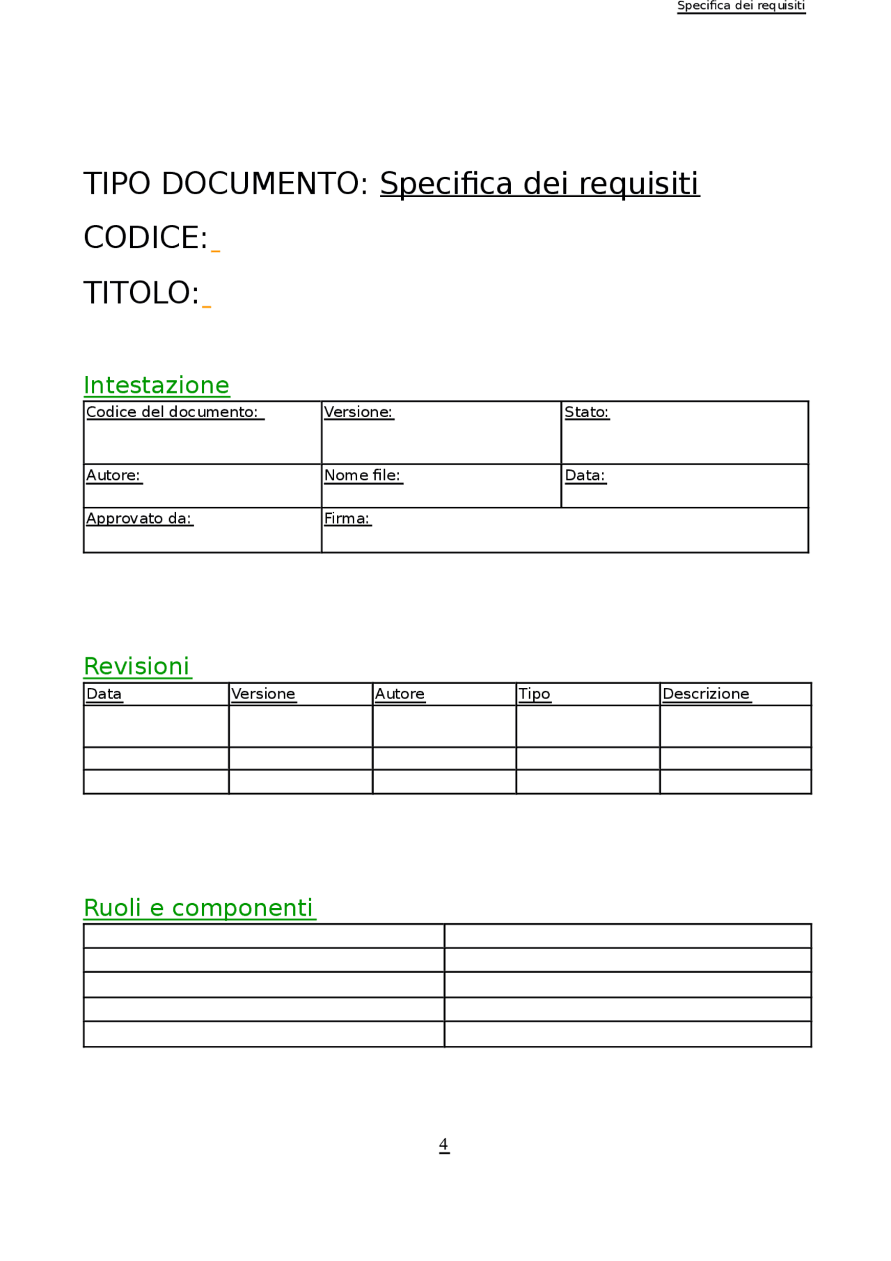 Template Specifica Dei Requisiti Docsity