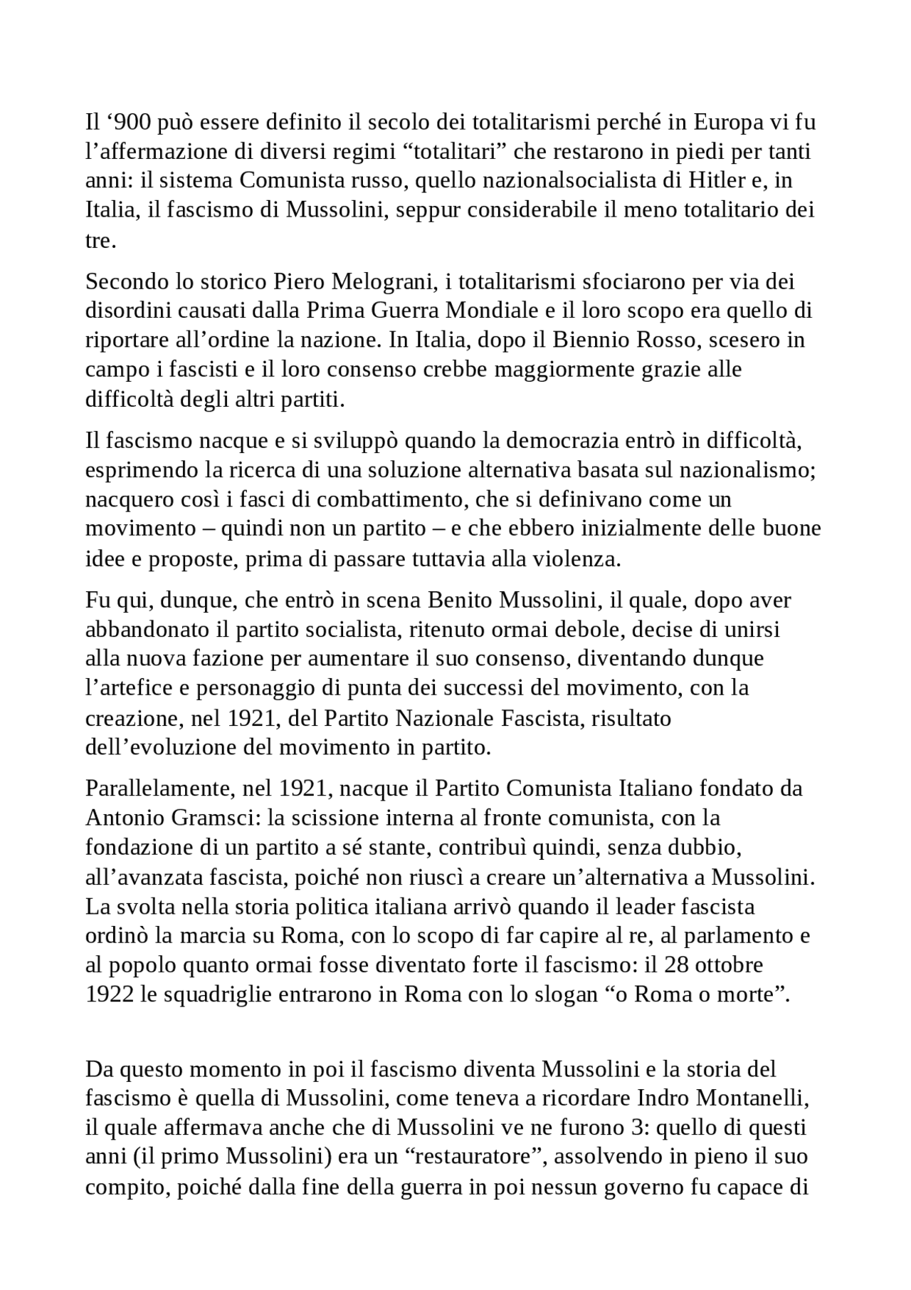 Il Fascismo In Sintesi Docsity