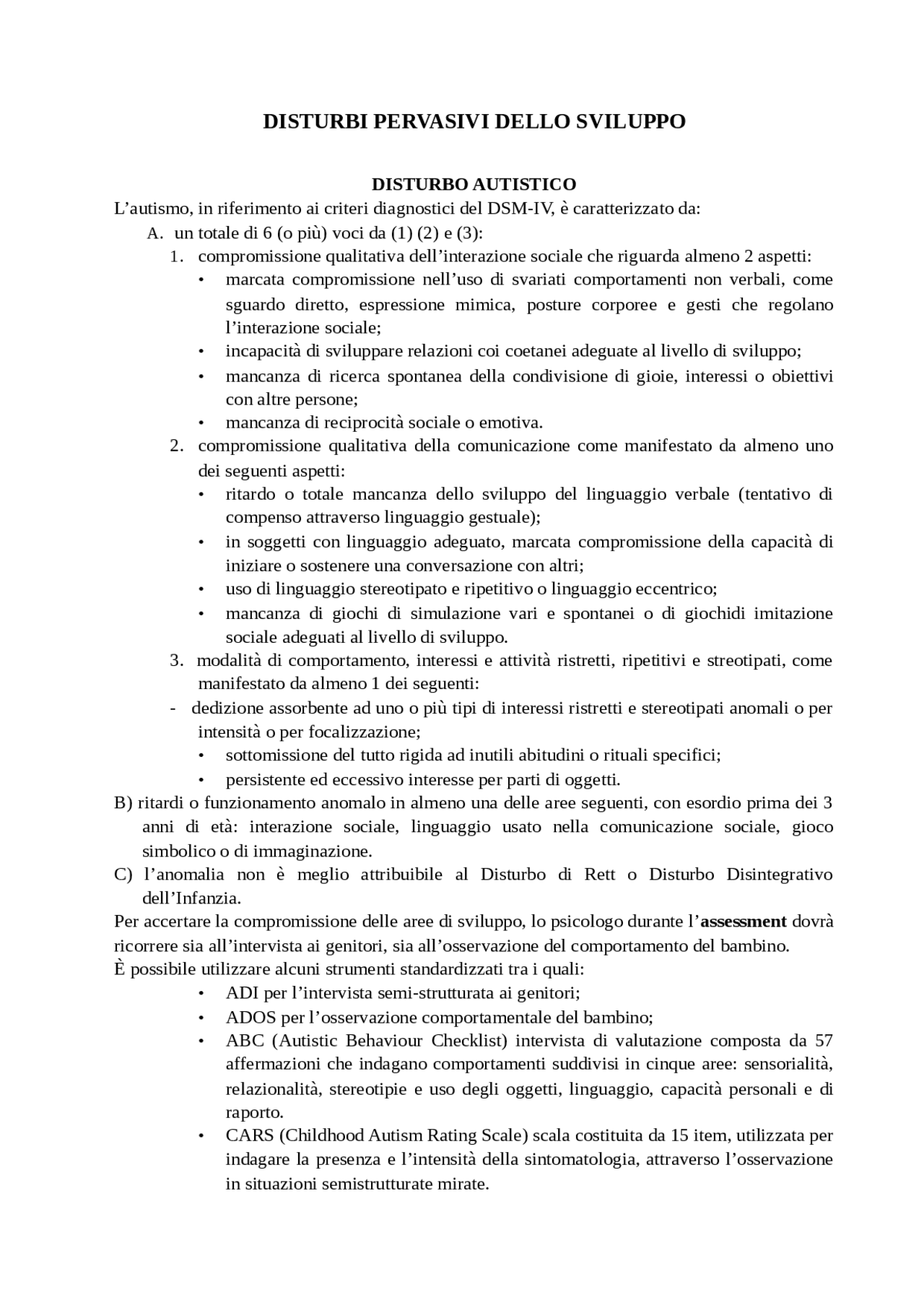 Disturbi Pervasivi Dello Sviluppo Docsity