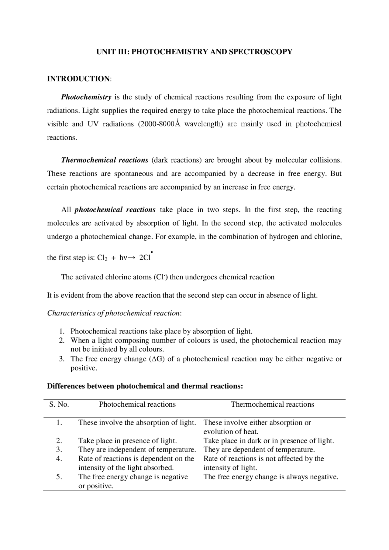 Photo Chemistry notes | Lecture notes Chemistry | Docsity