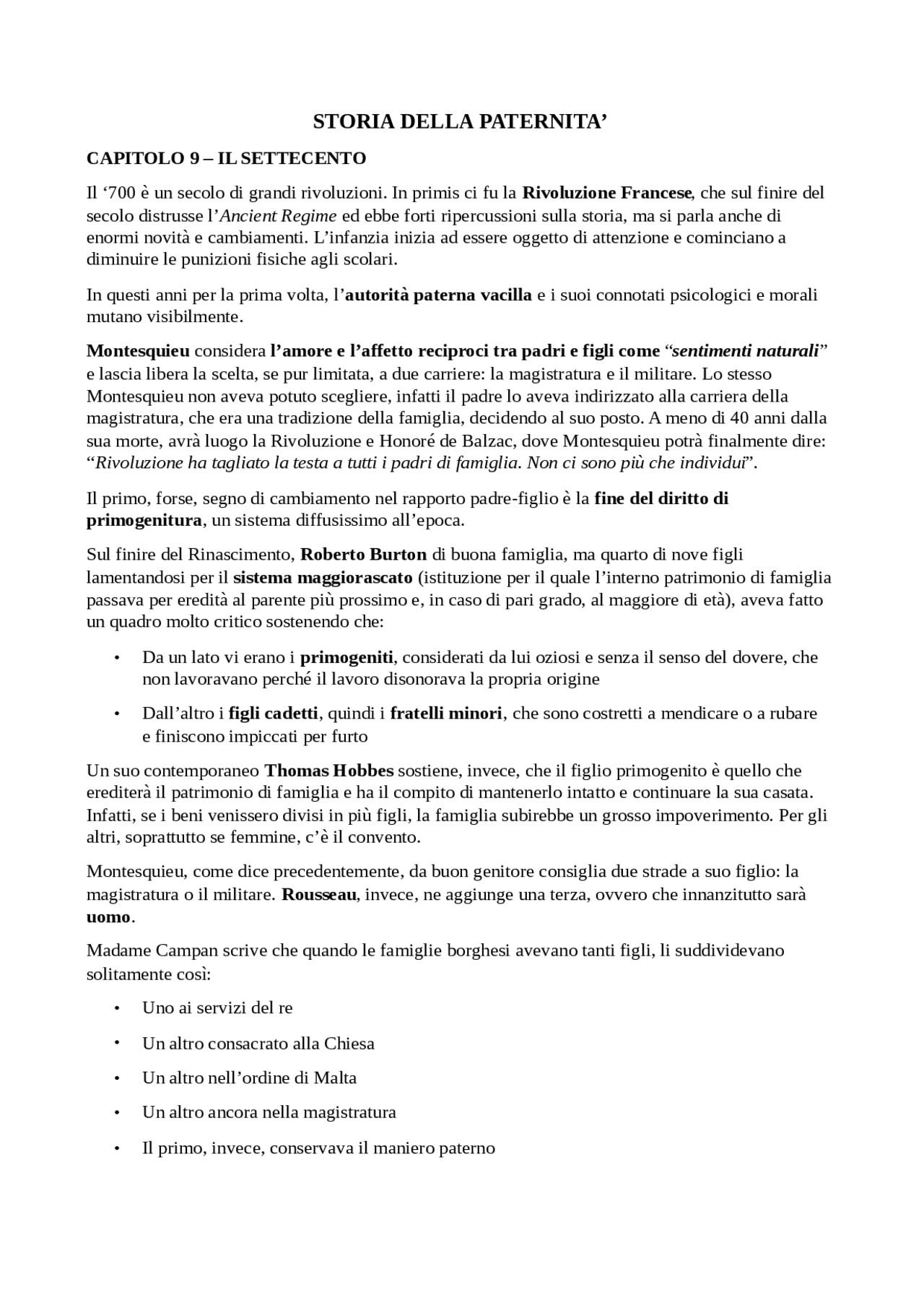 Storia Della Paternità M Quilici Docsity