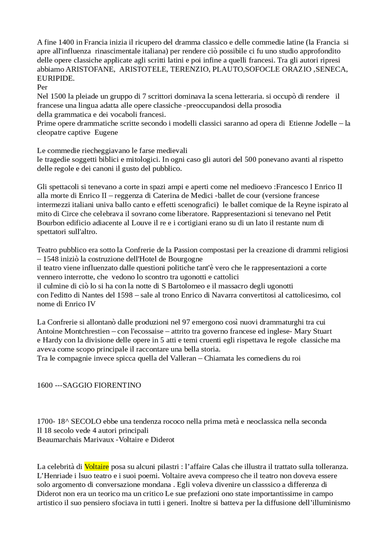 Letteratura Francese Ii Docsity