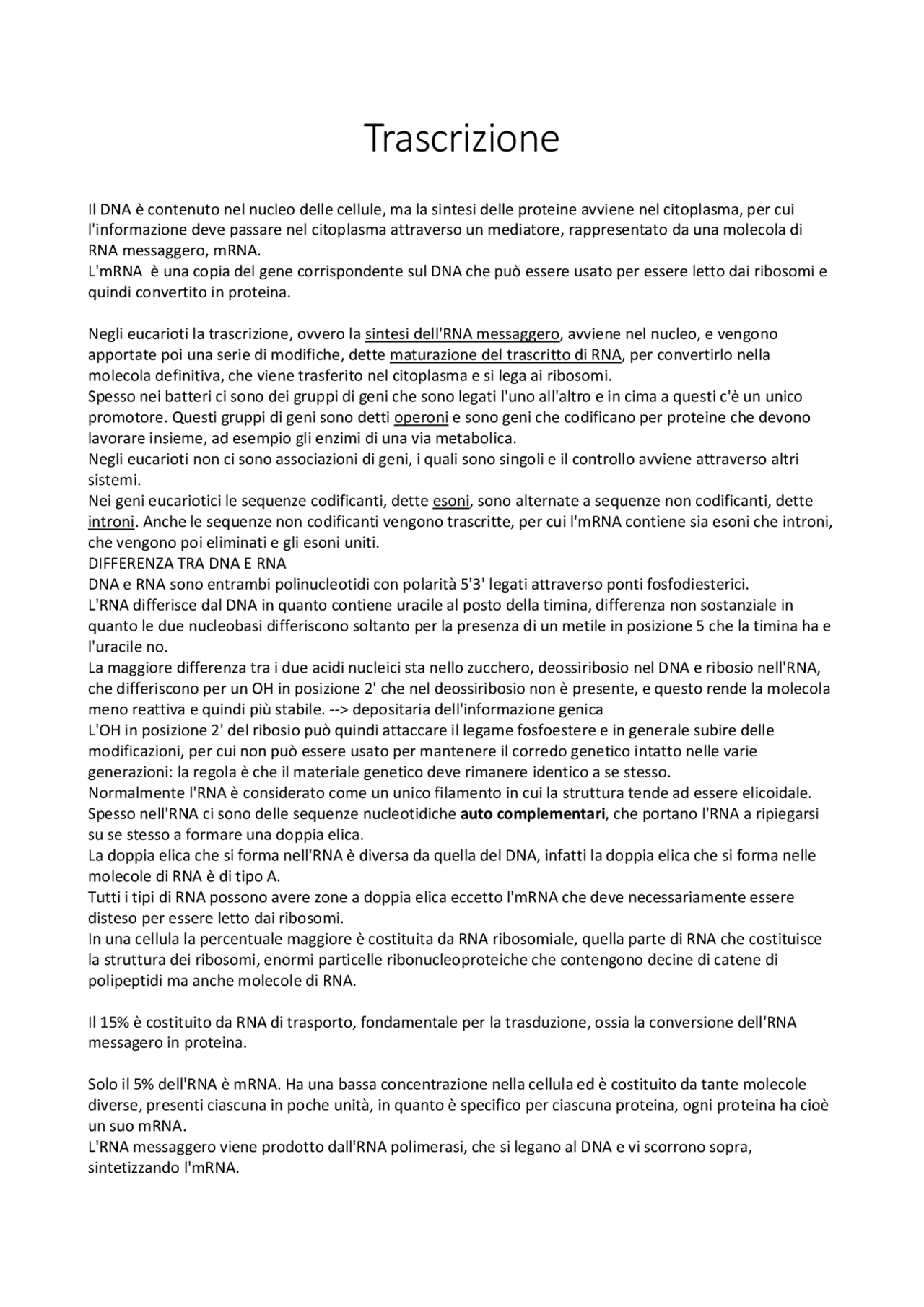 Trascrizione Del Dna Docsity