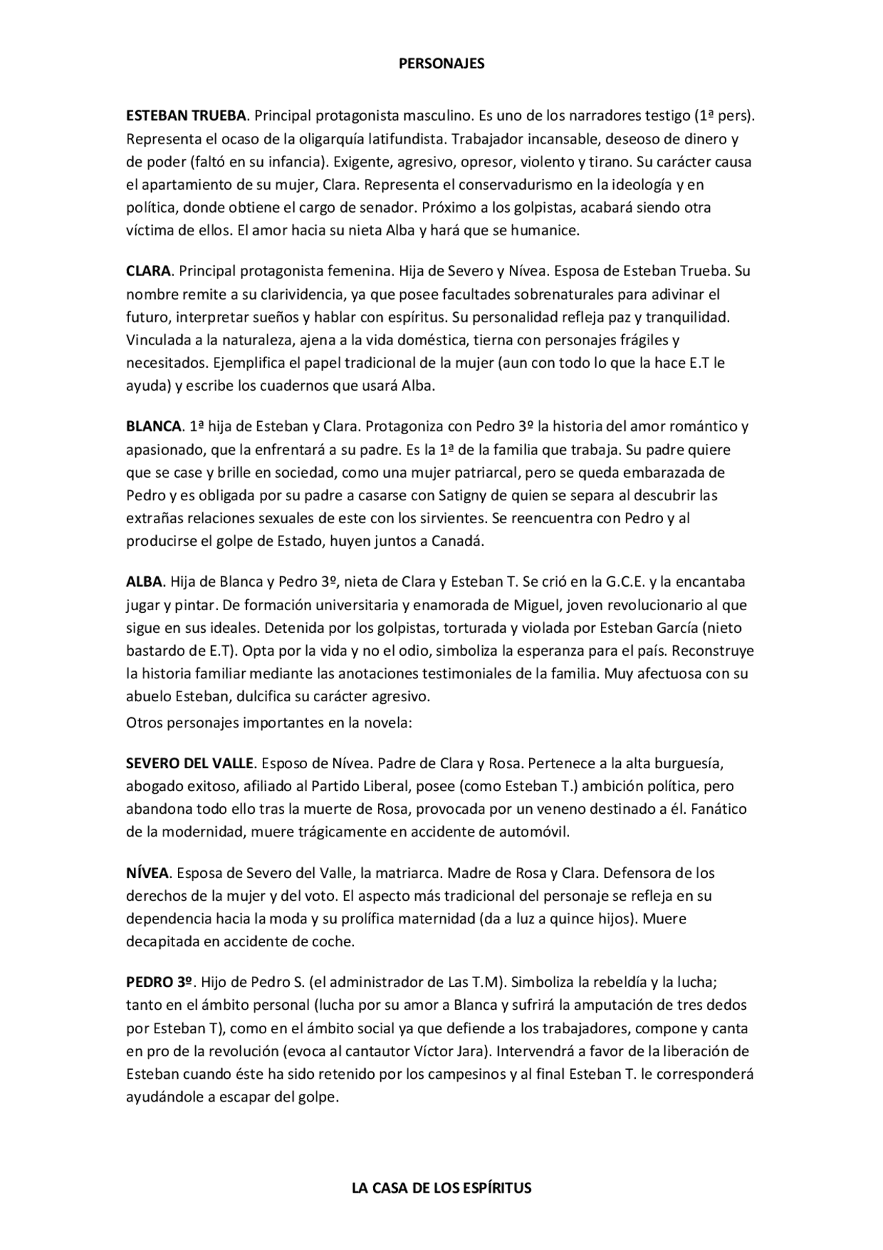 La casa de los espiritus | Exámenes selectividad de Lengua y Literatura ...