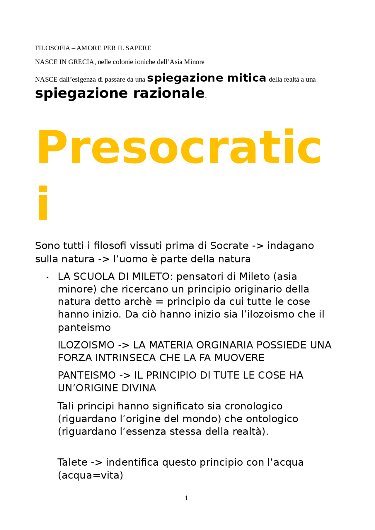 Ripasso Filosofia Per Test Di Ammissione Docsity
