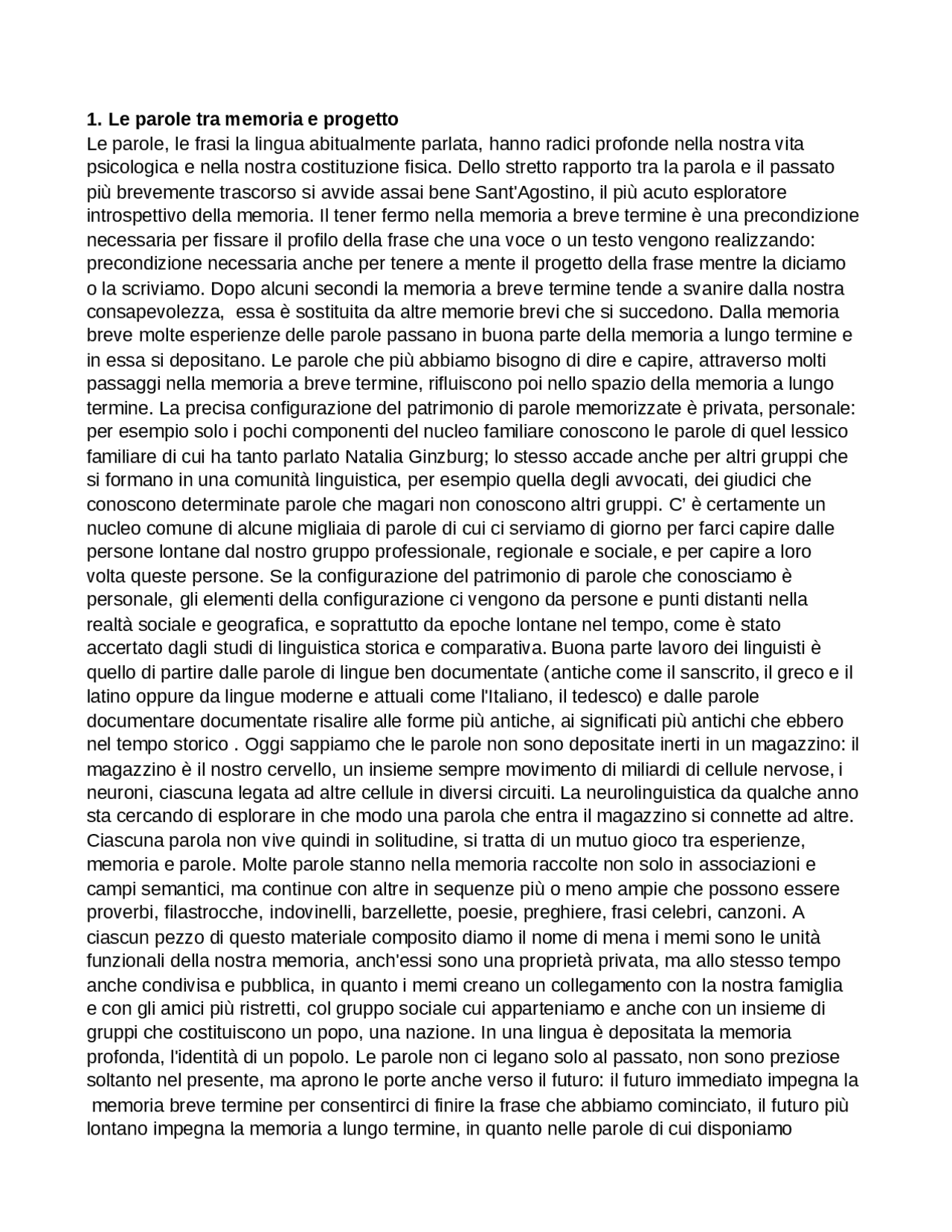 Prima Lezione Sul Linguaggio Docsity