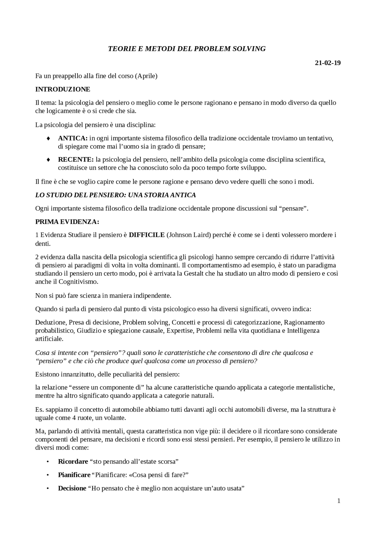 Teorie E Metodi Del Problem Solving Docsity