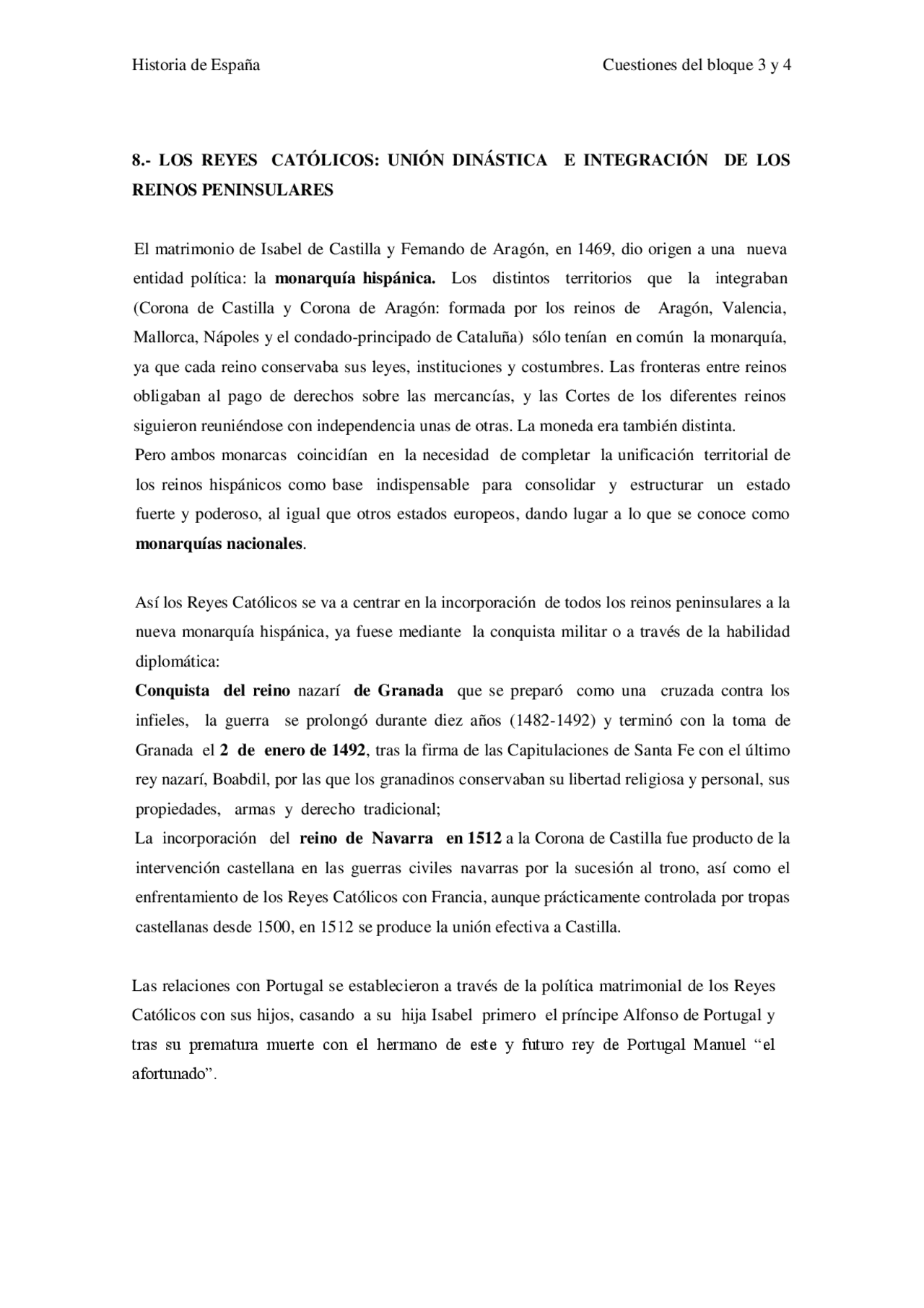 Respuestas Preguntas Bloque 3 Y 4 Historia España Selectividad