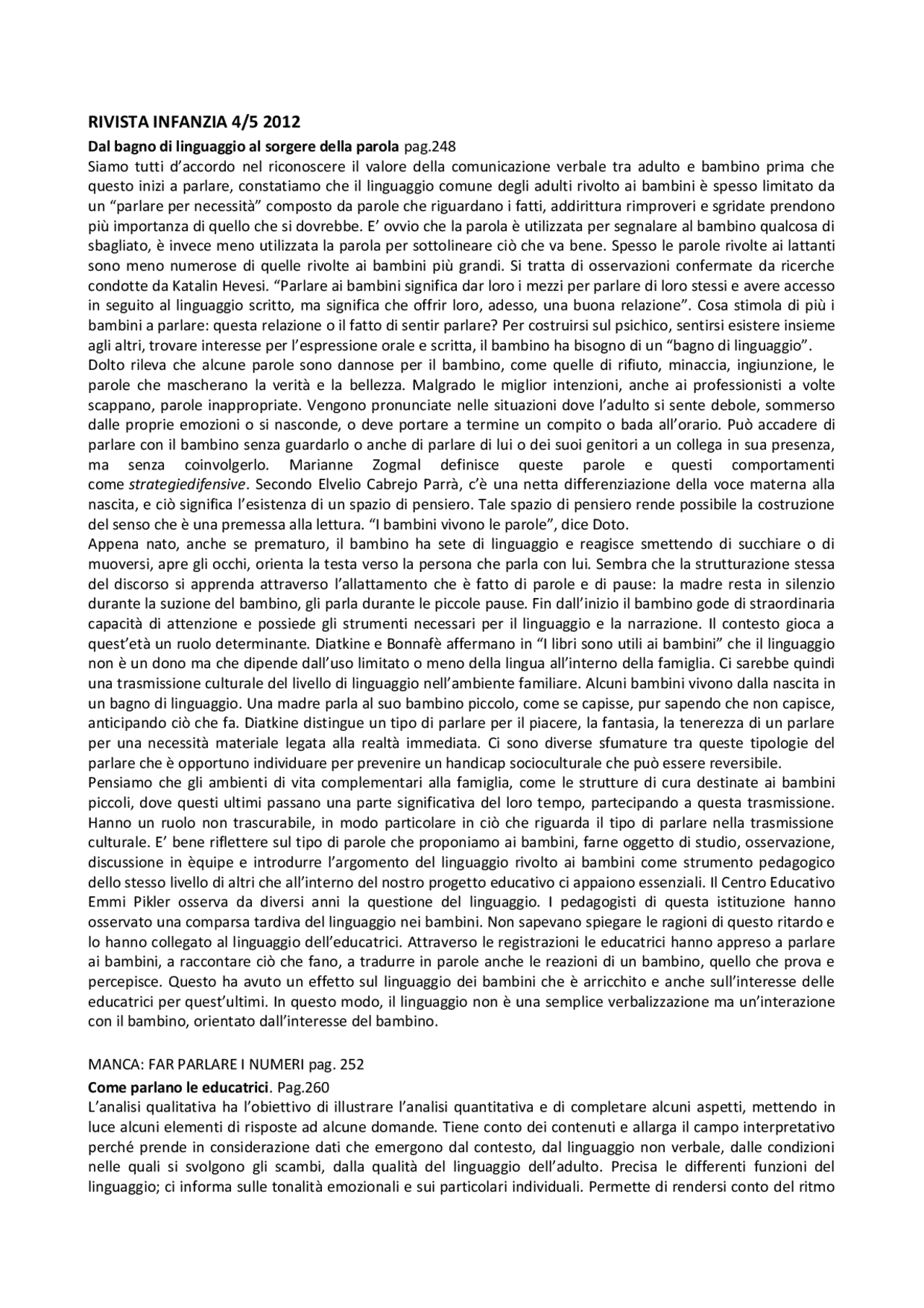 Rivista Infanzia Completo 45 2012 Docsity