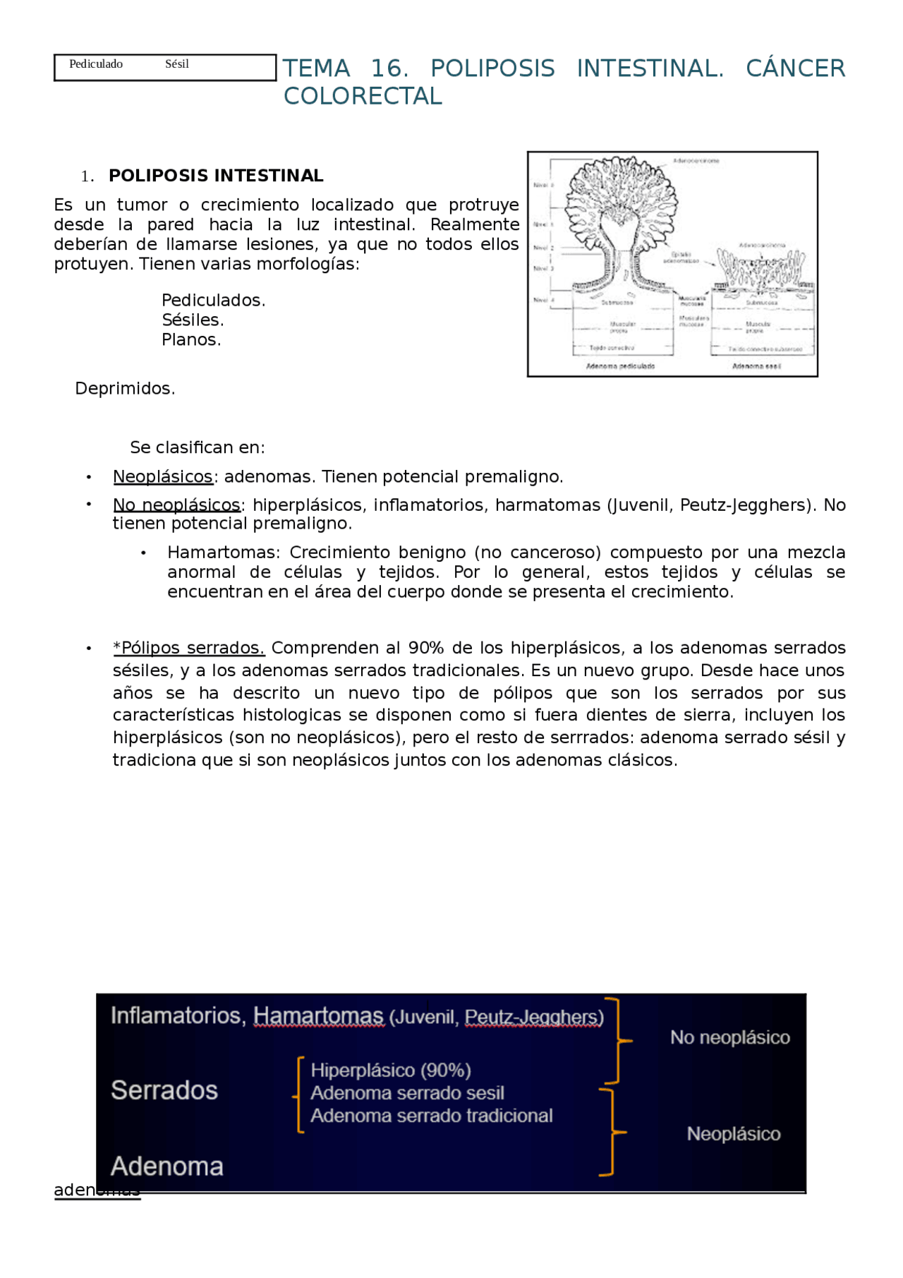 Tema 10. Poliposis intestinal. Cáncer colorectal +.docx - Docsity