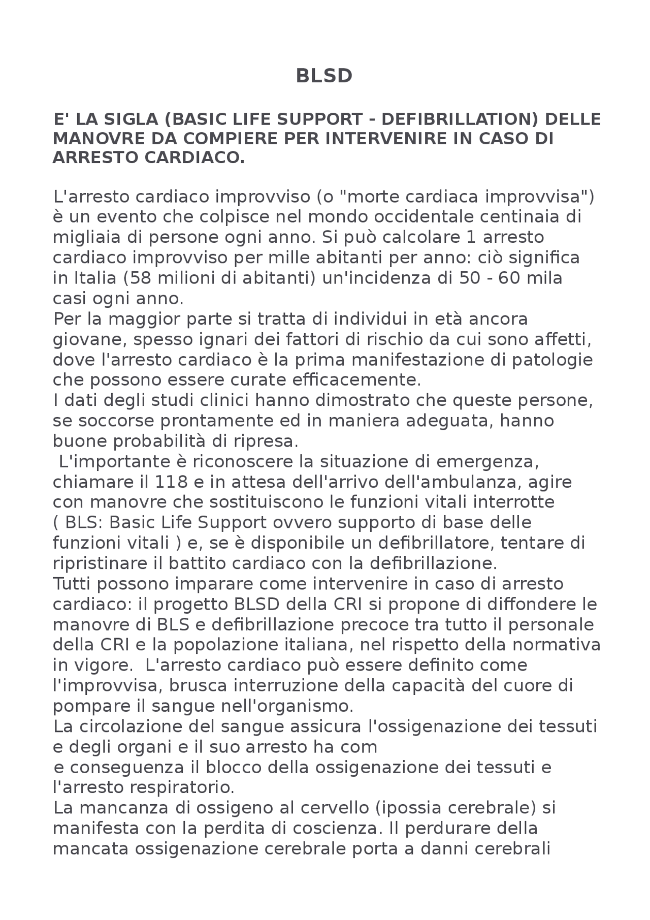 Nozioni Di Primo Soccorso Per Scienze Motorie Superiori Docsity