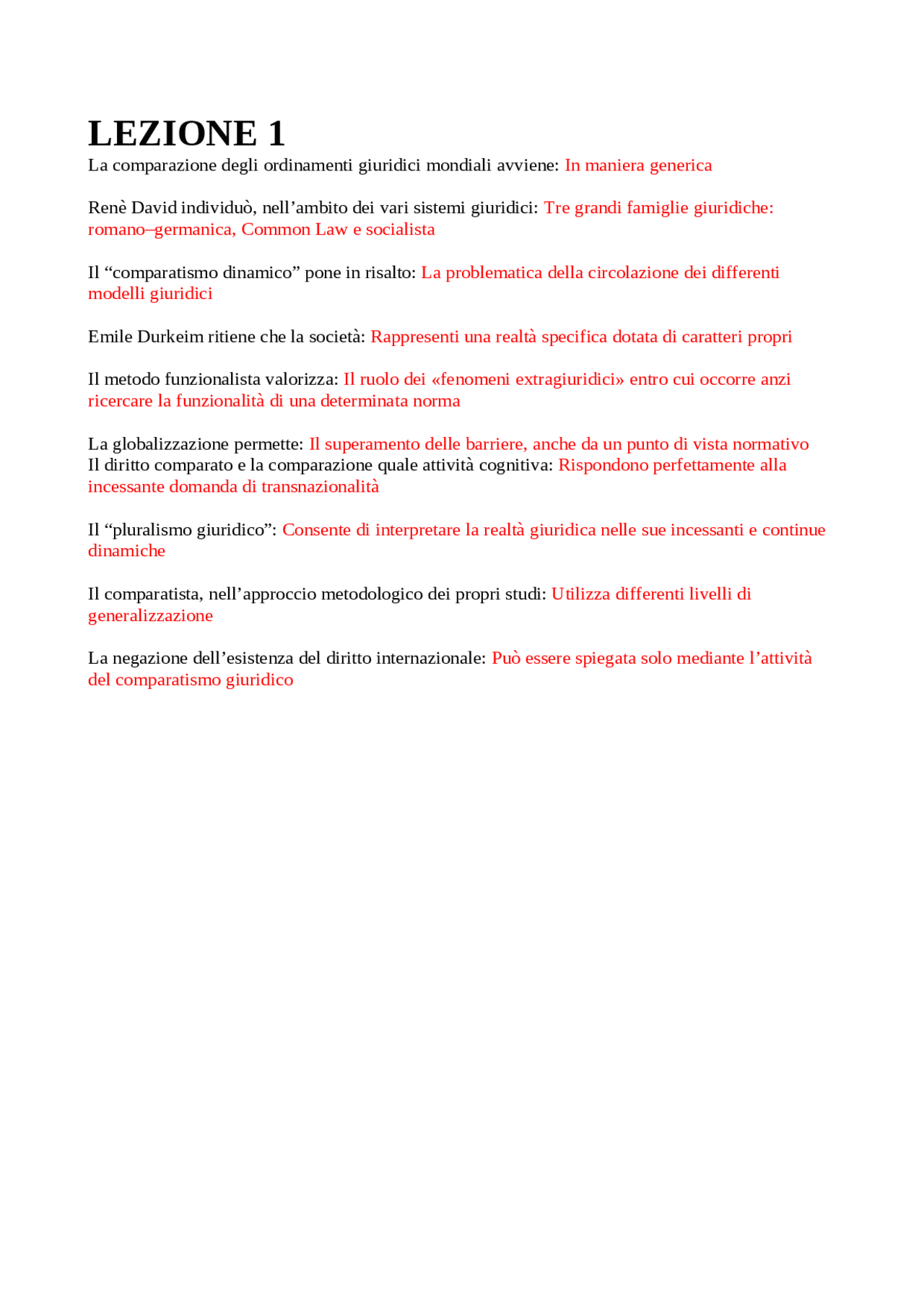 Diritto Comparato Test Docsity