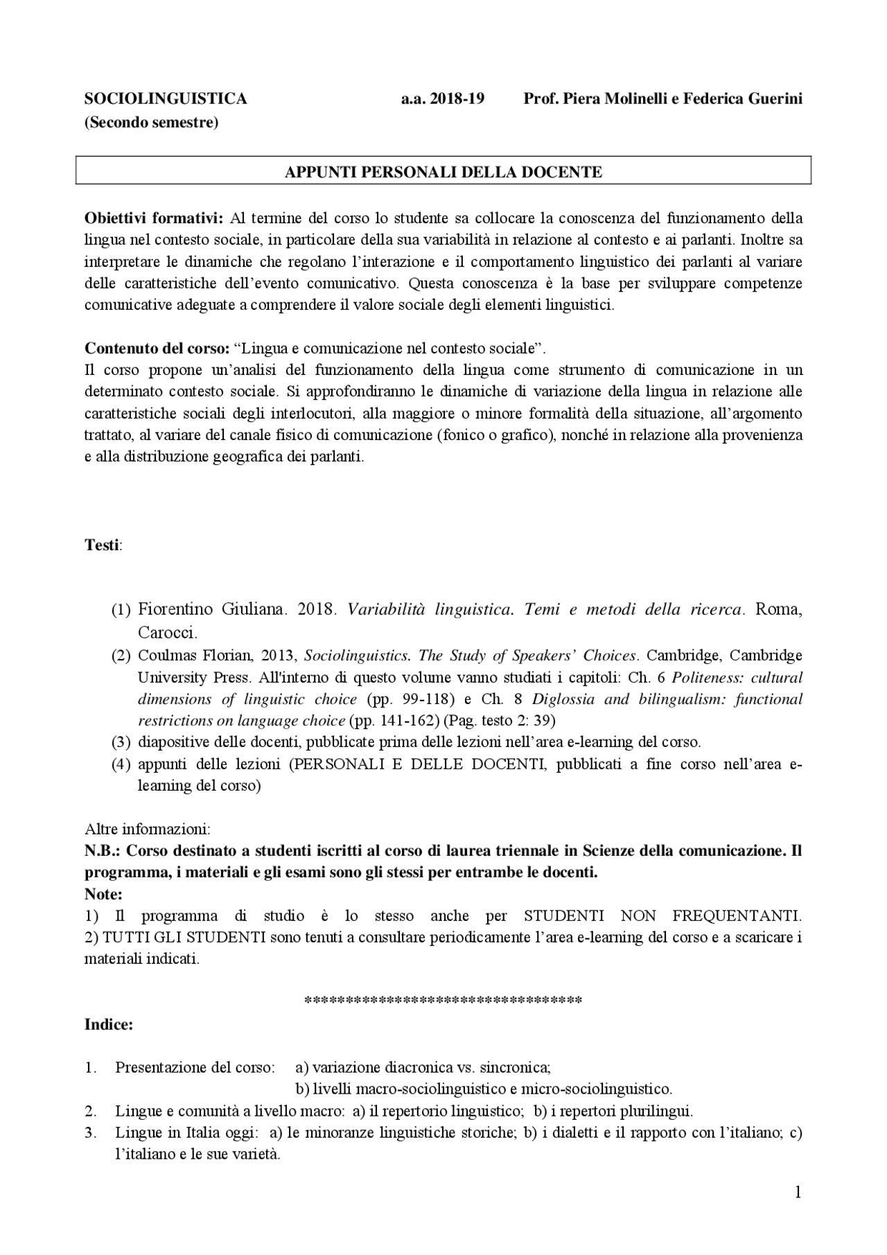 Riassunto Modulo Sociolinguistica Docsity
