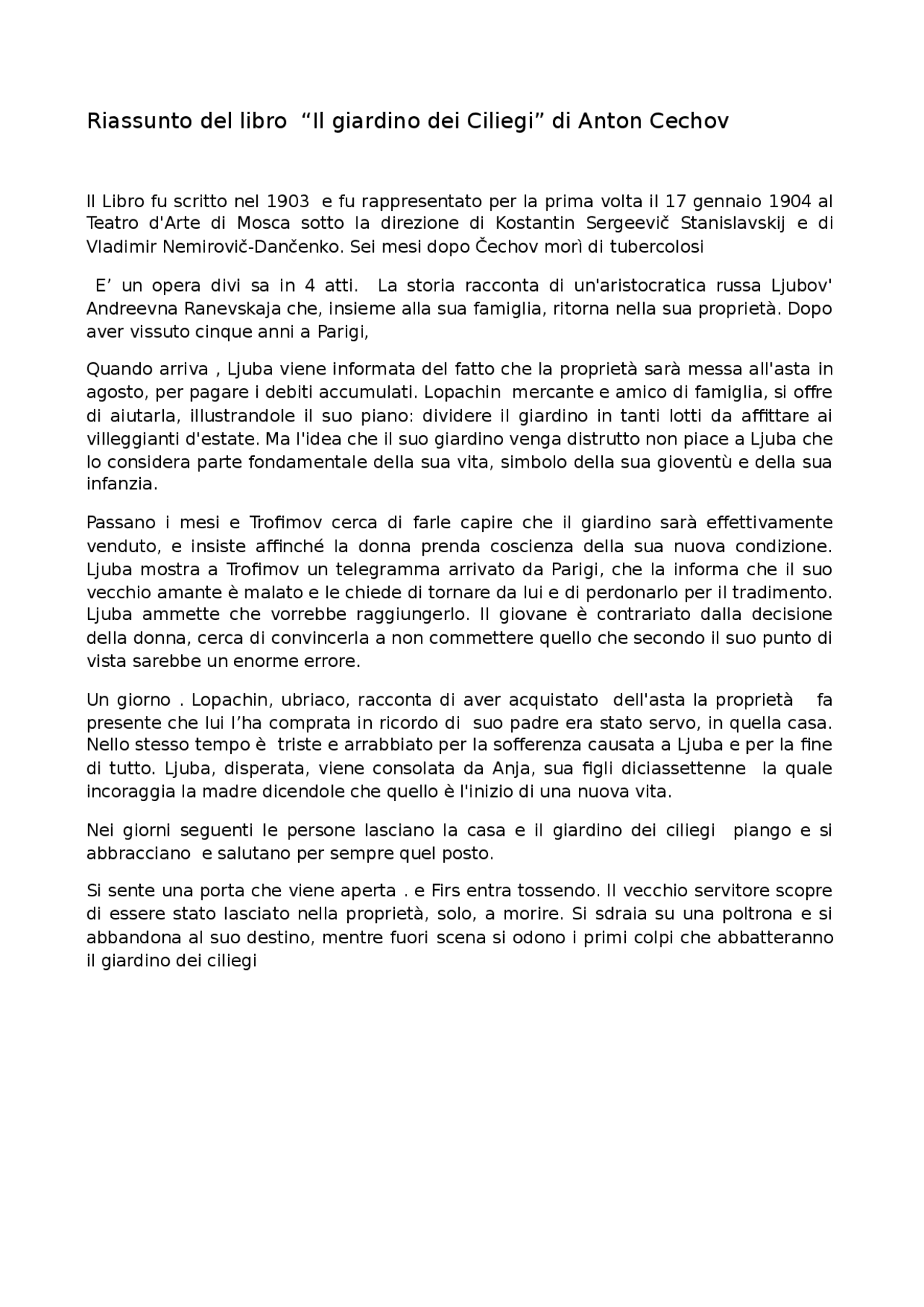 Riassunto Del Libro Per Le Vacanze Docsity
