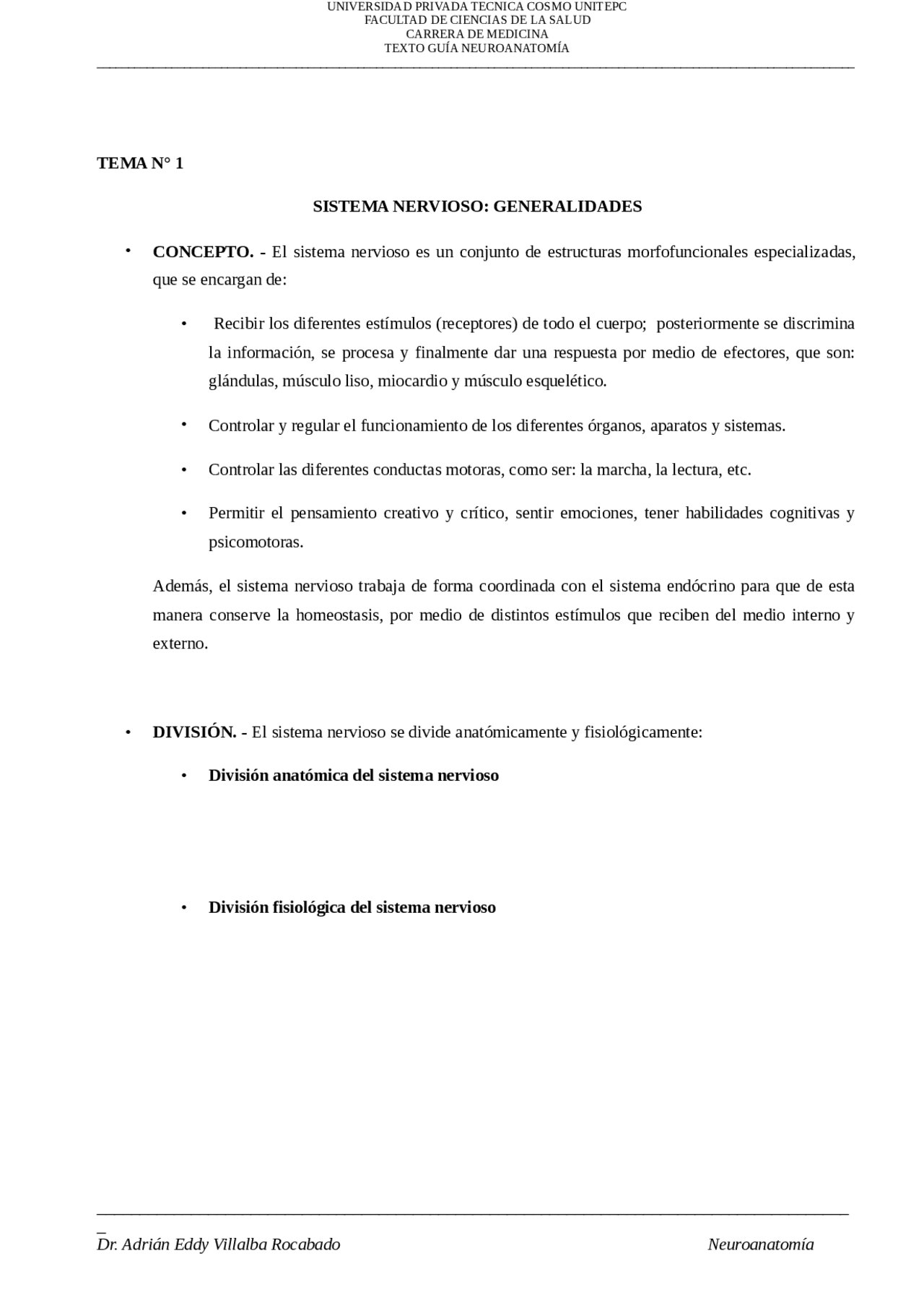 Generalidades Neuroanatomía Docsity