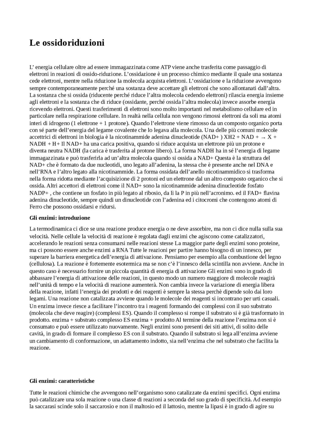 Le Ossidoriduzioni Docsity