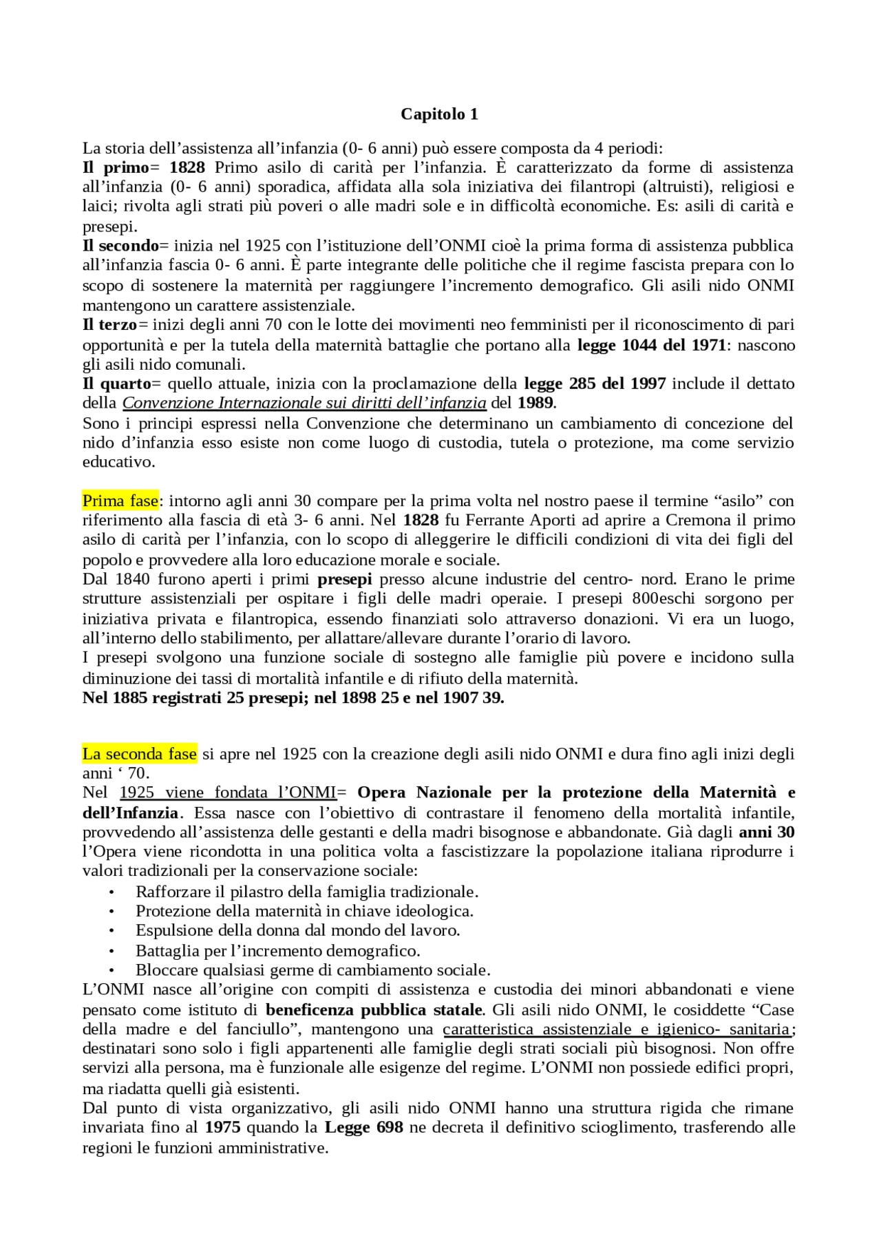 Il Nido Dei Bambini E Delle Bambine Docsity