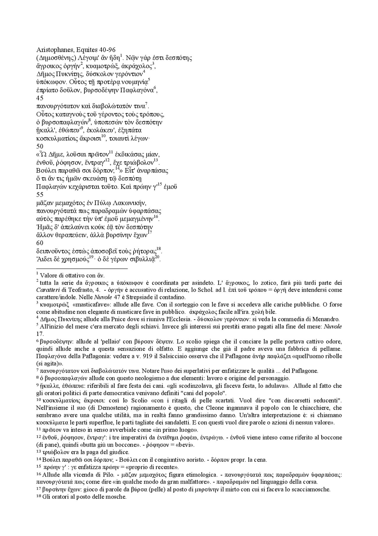 Aristofane Cavalieri Docsity