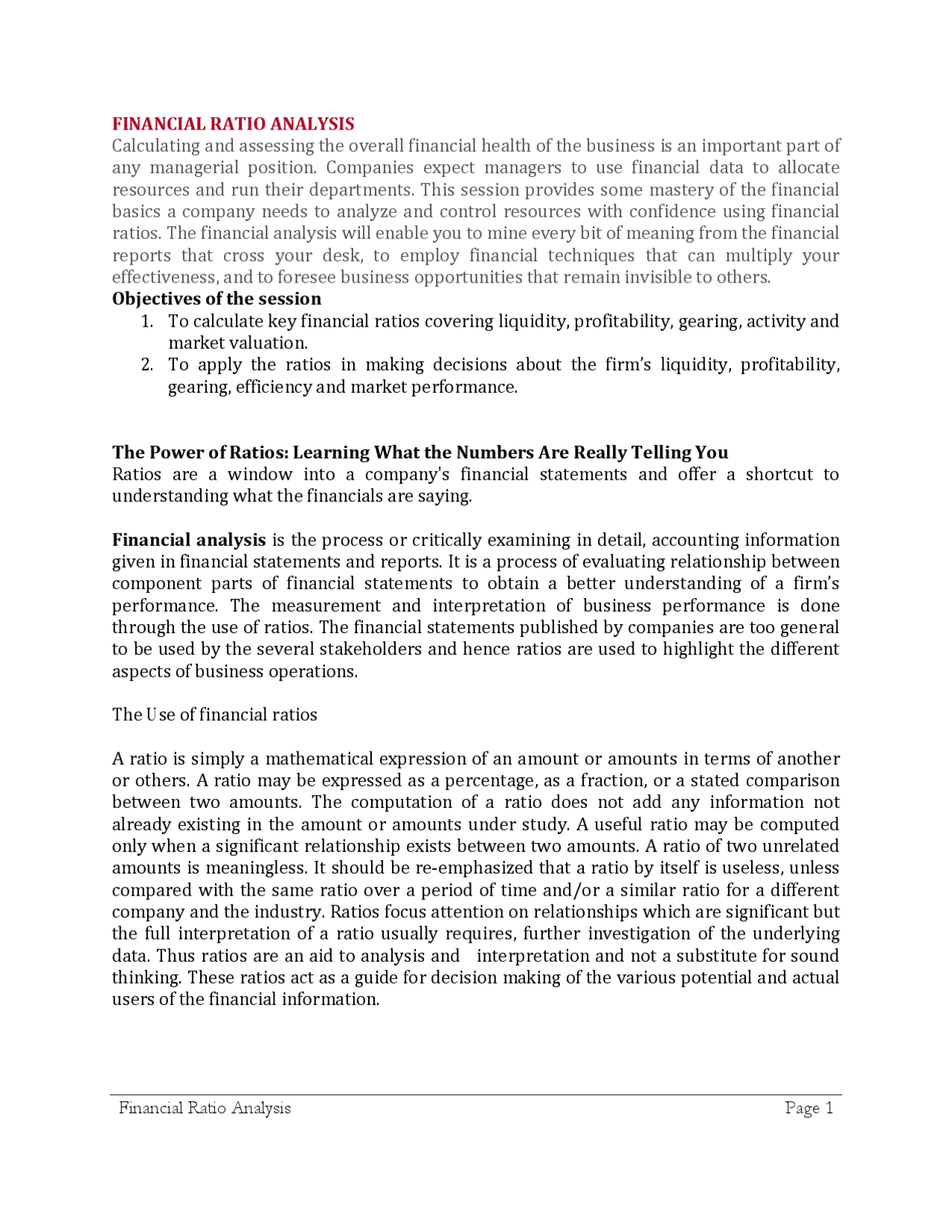 Ratio Analysis Notes Best For Accounting Lecture Notes Financial