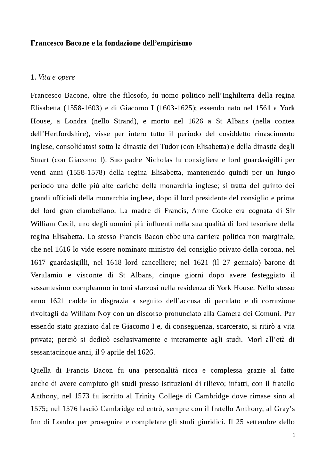 Bacone Filosofia Riassunti Appunti Di Filosofia Docsity