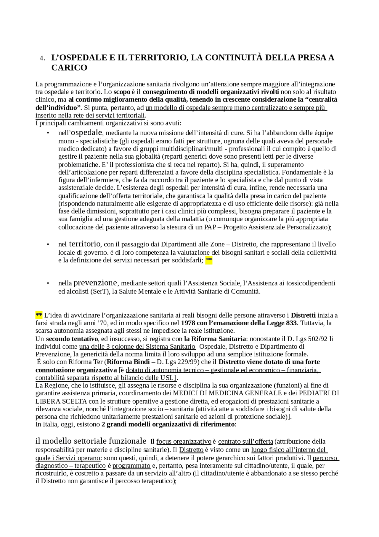 Riassunto Modulo Quarto Docsity