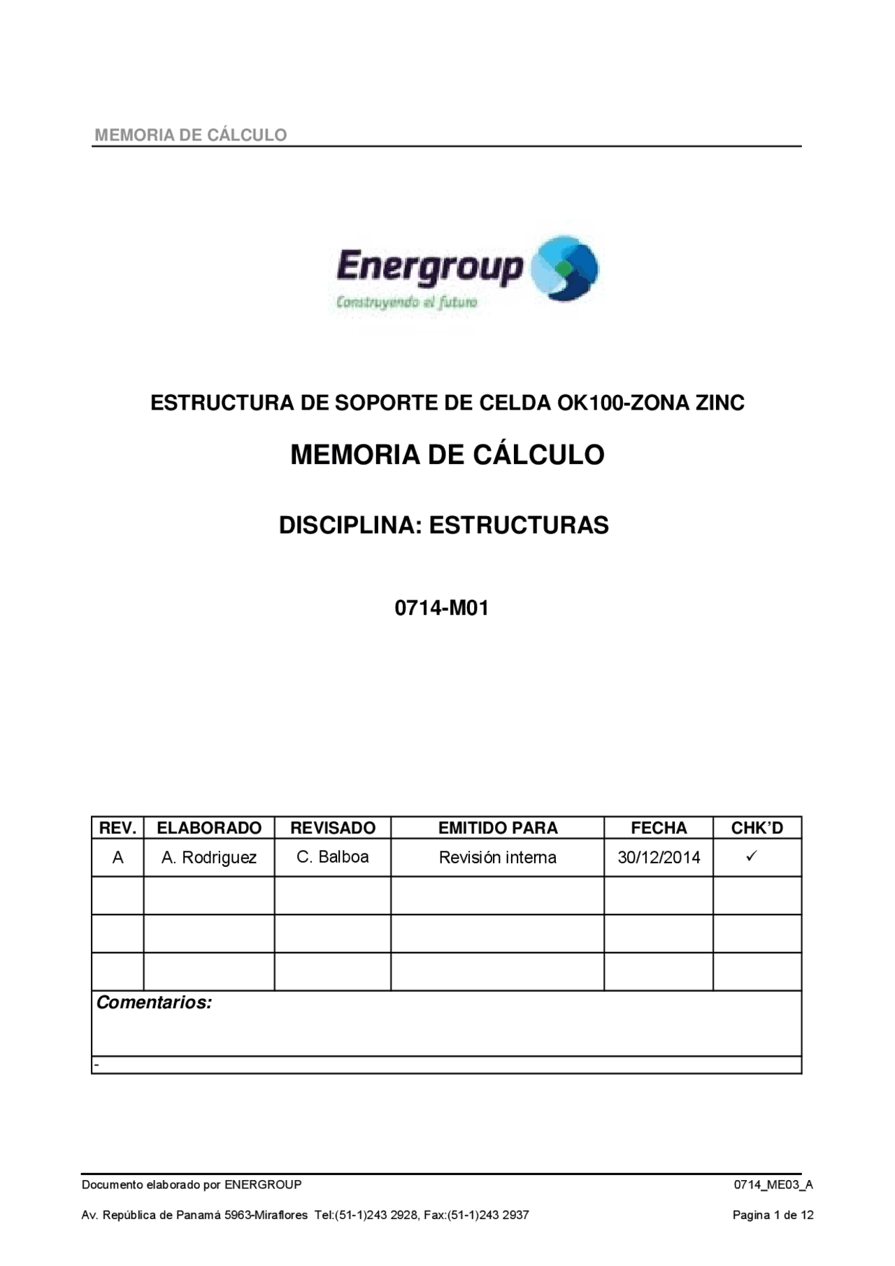 Calculo estructural celda de flotacion FMI 100 UM. El Porvenir - Docsity