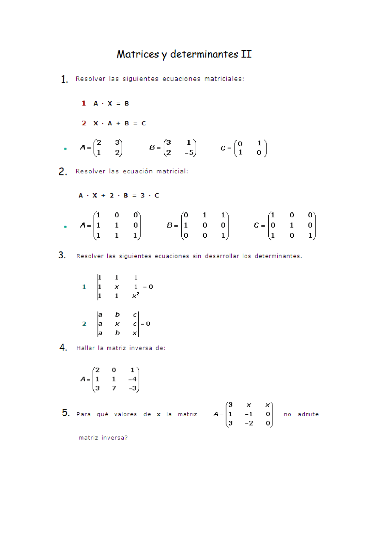 Ejercios de matrices - Docsity