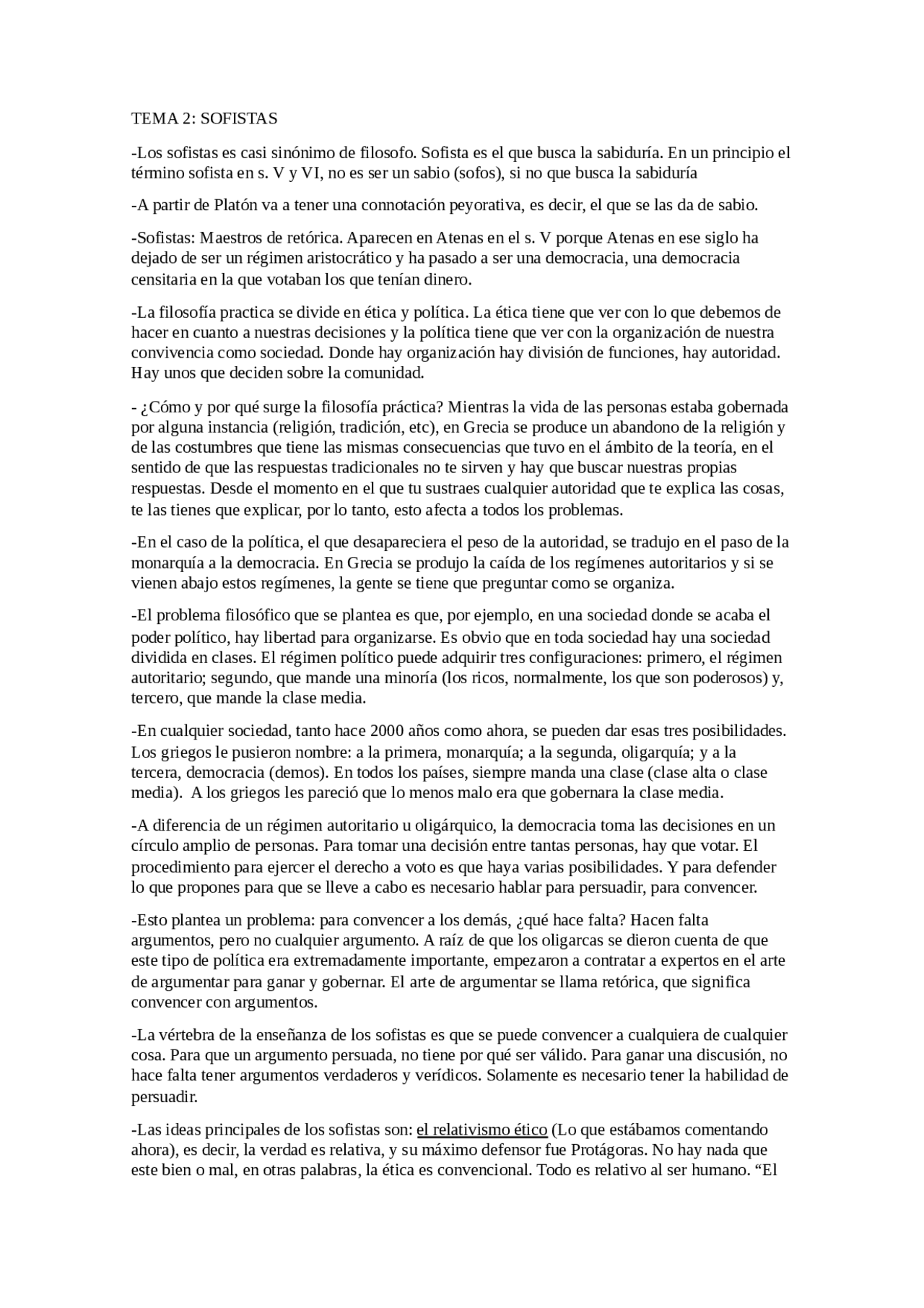 Tema 2 Y 3 Sofistas Y Platón Docsity