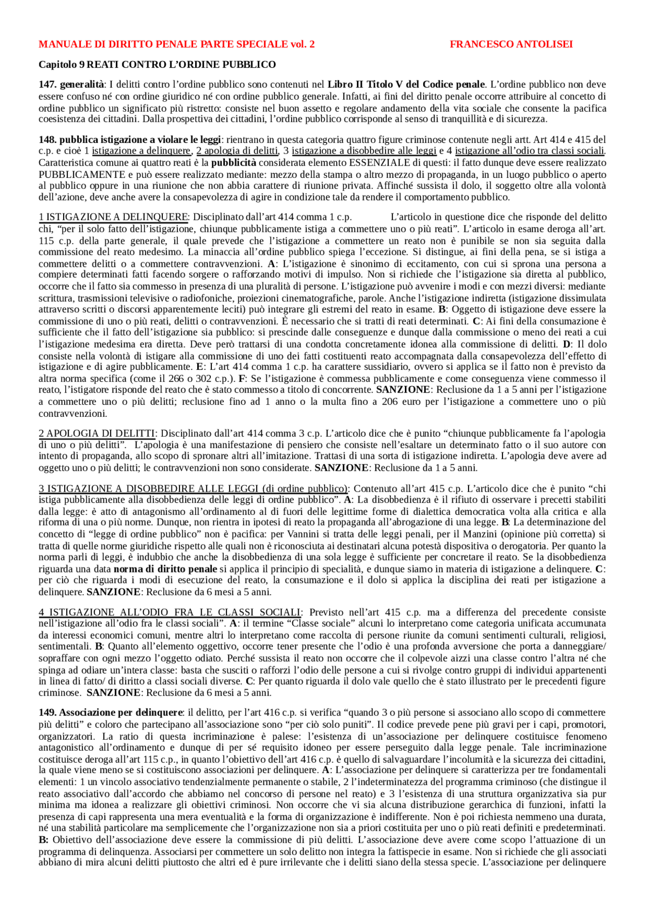 Riassunto F Antolisei Diritto Penale Parte Speciale Vol 2 Docsity