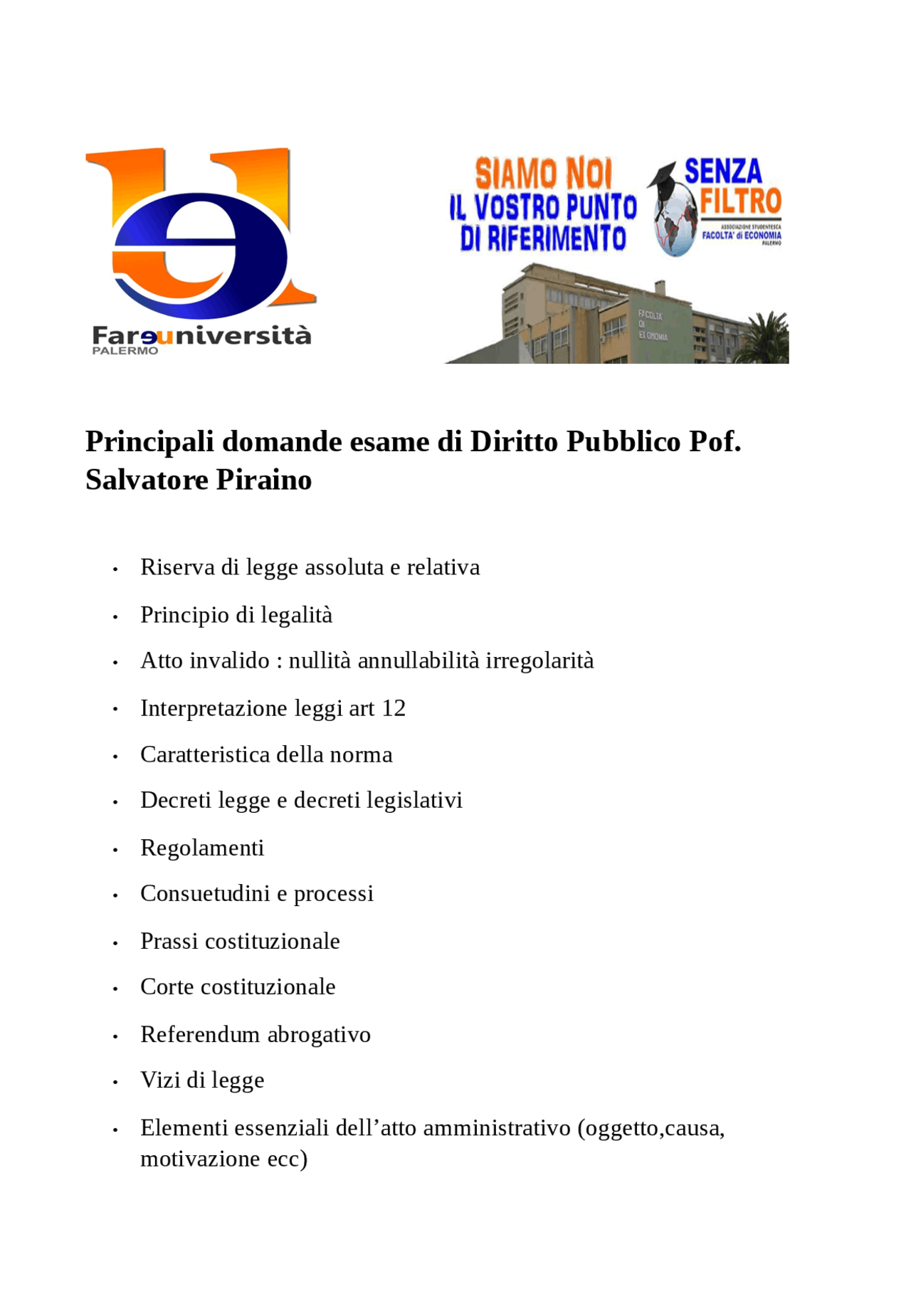 Domande Esame diritto pubblico - Docsity