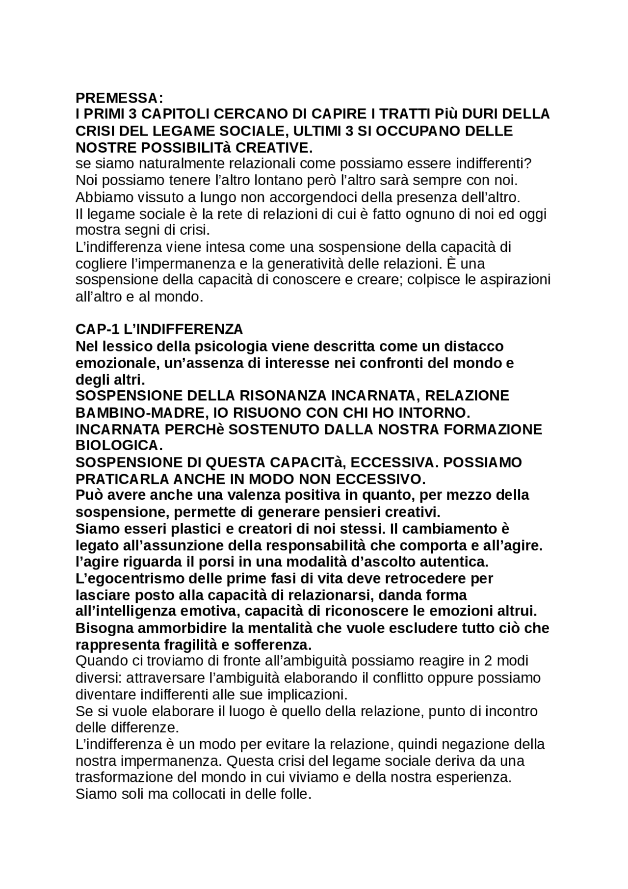 Riassunto Contro Lindifferenza Docsity