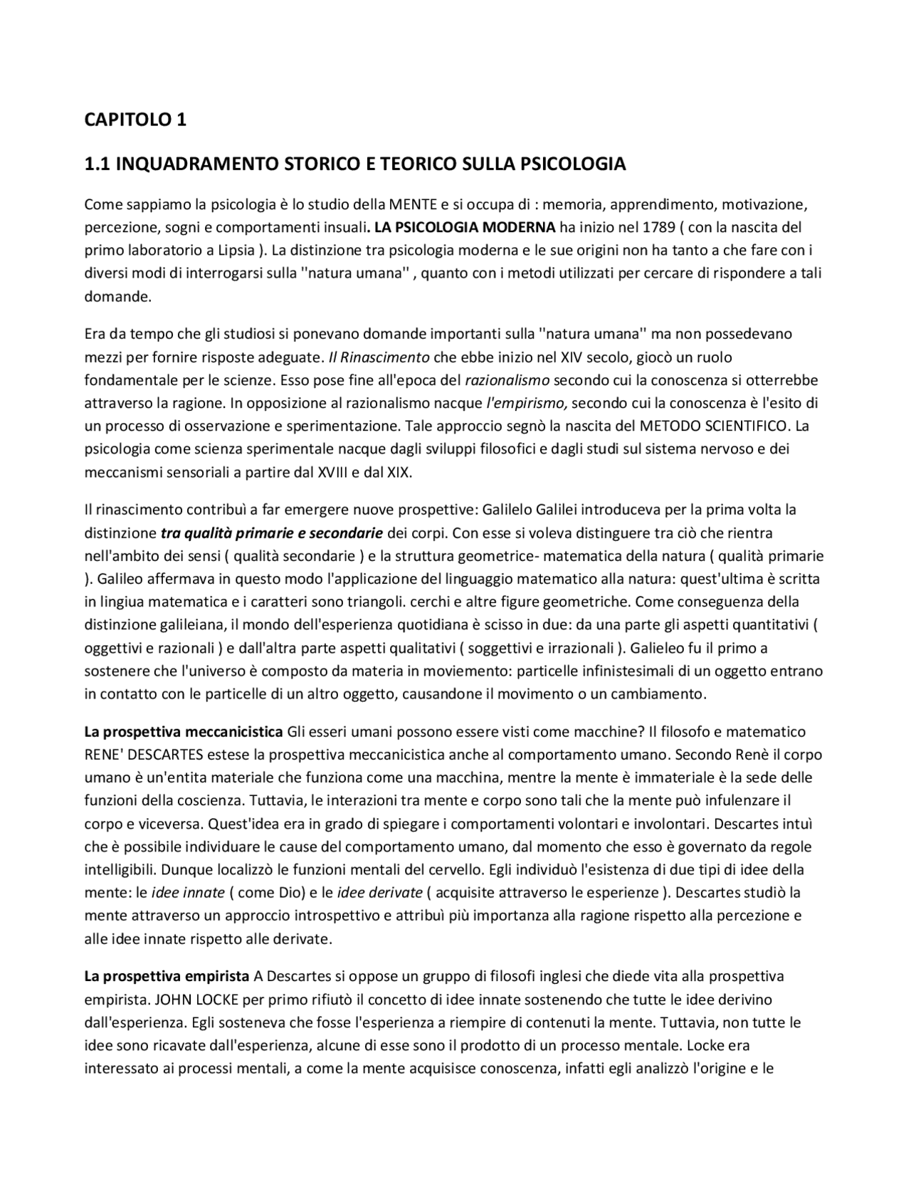 Manuale Di Psicologia Generale Docsity