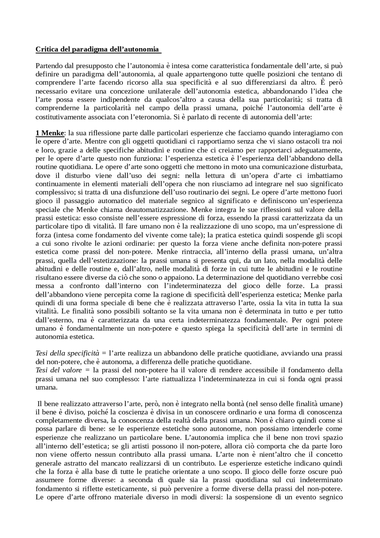 Larte Come Prassi Umana Docsity