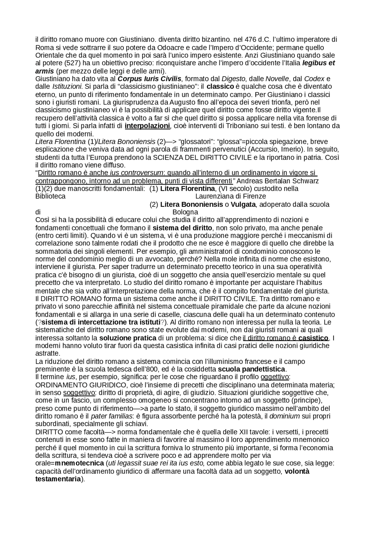 Riassunto Di Istituzioni Di Diritto Romano Docsity