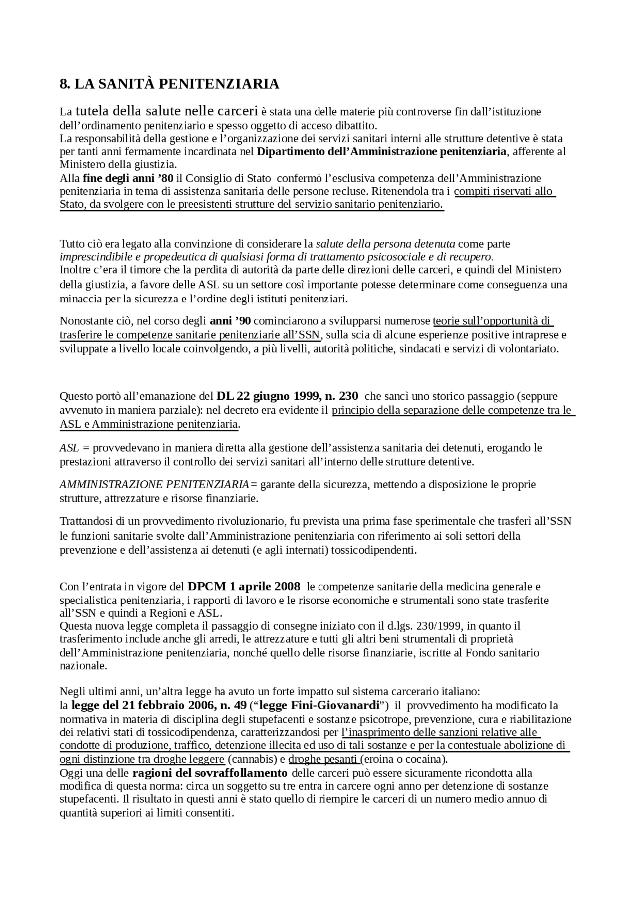 Riassunto Modulo Ottavo Docsity