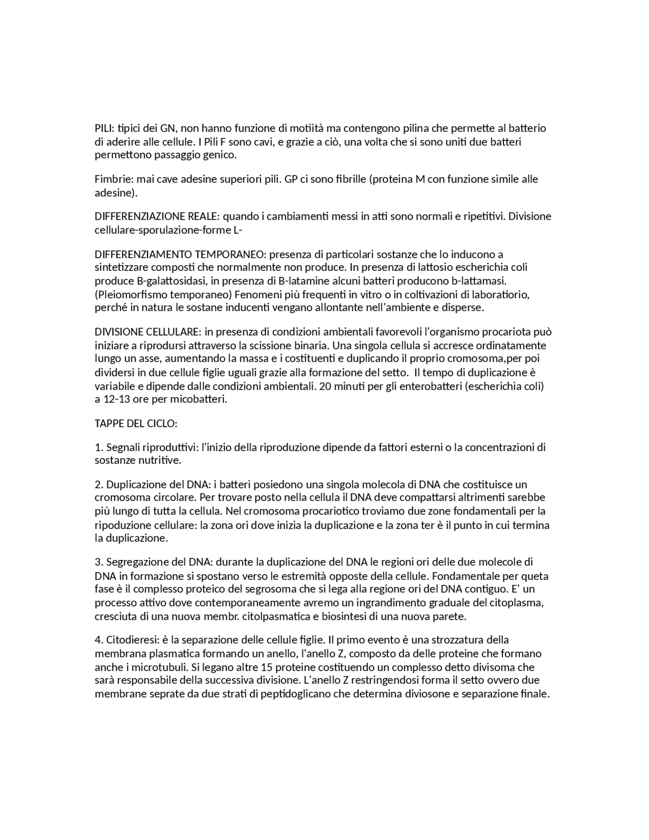 Riassunti Vari Microbiologia Docsity