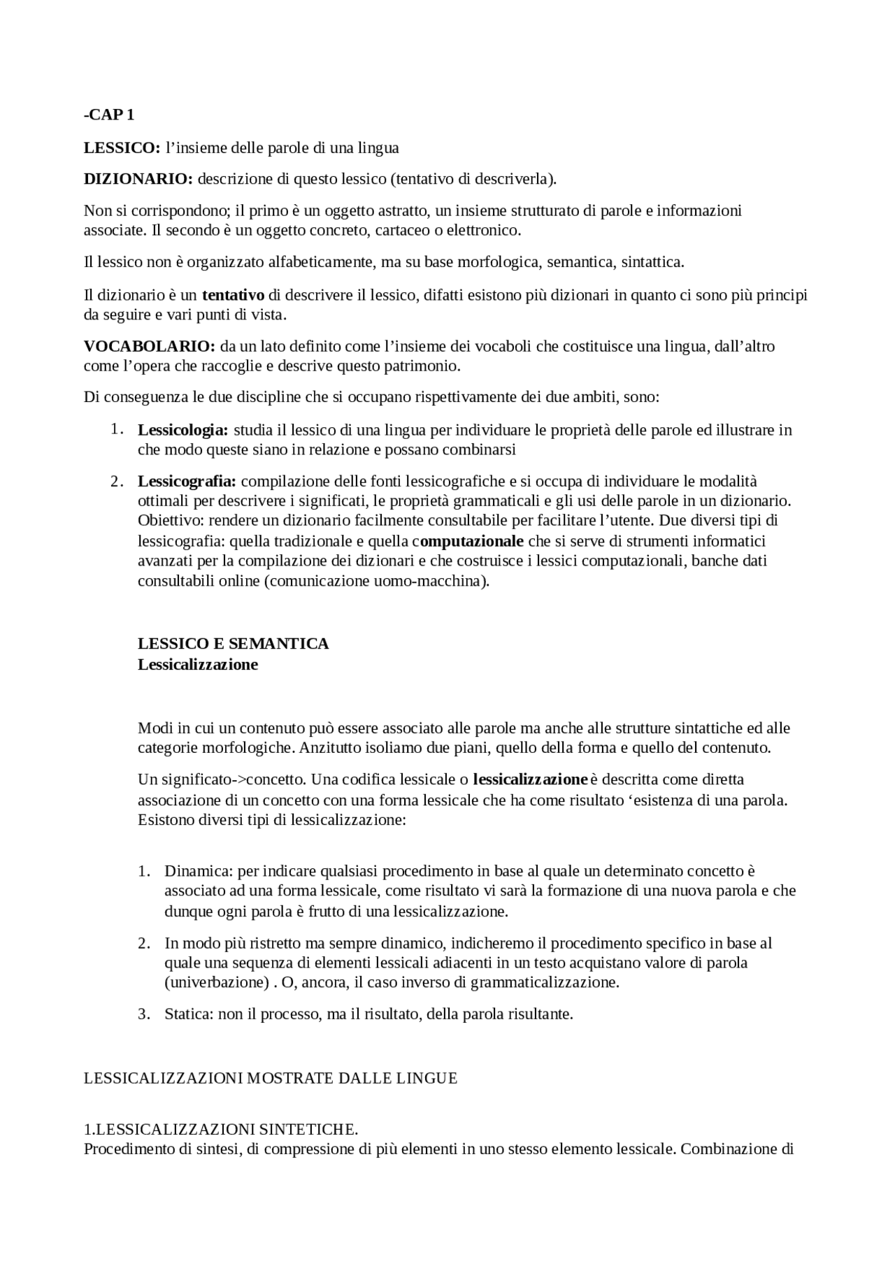 Lessico Classi Di Parole Strutture Combinazioni 2° Edizione Docsity