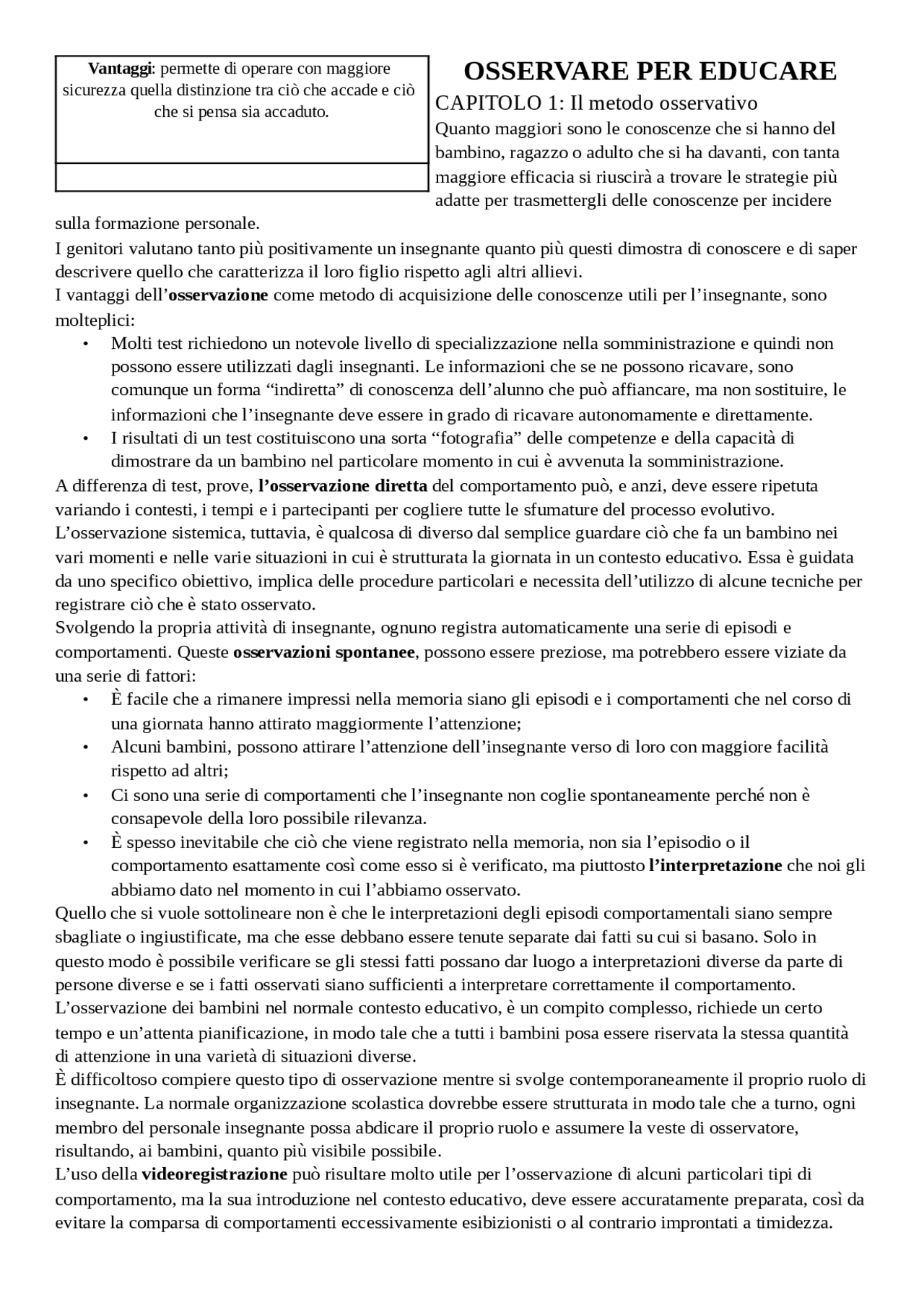 Osservare Per Educare Docsity