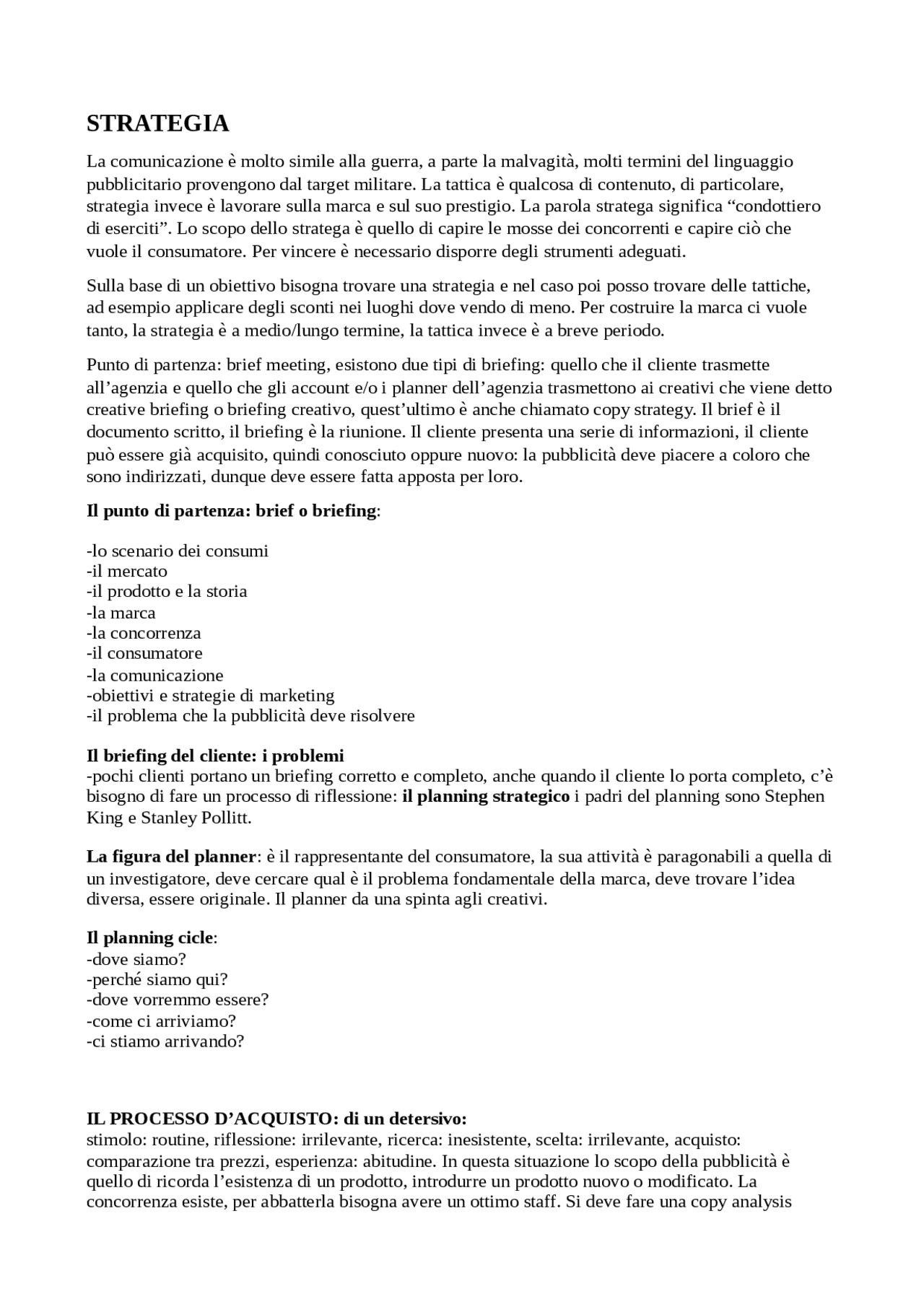 Strategia Nascita Della Strategia In Pubblicità Docsity