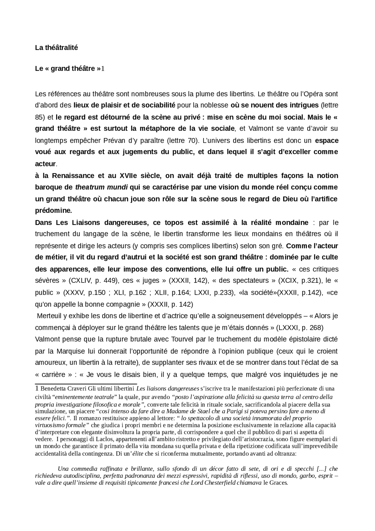 La Théatralité Riassunto Francese Docsity