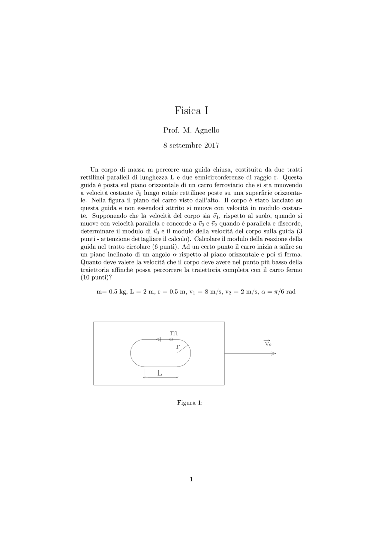 Prova Desame Fisica 1 Docsity