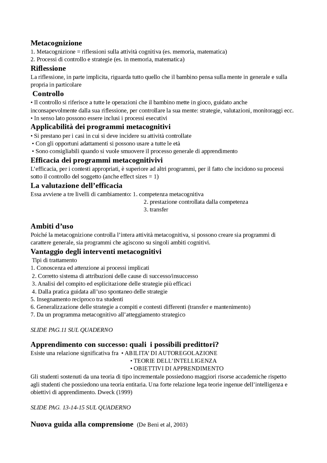 Metacognizione Slide Prof Salis Didattica Speciale Slide Di